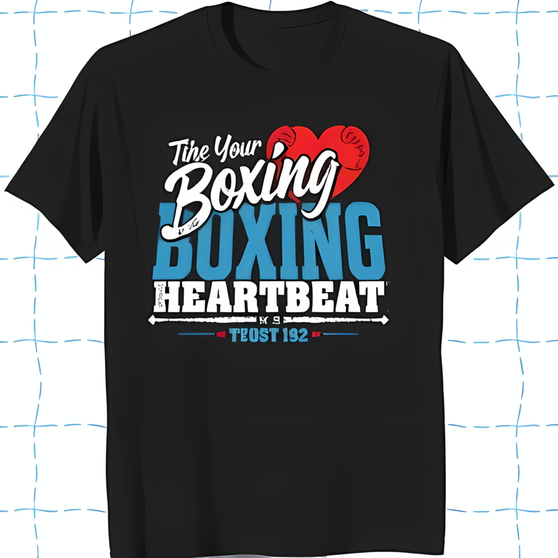 Bold Black T-Shirt with The Your Boxing Heartbeat Graphic & Red Heart ...