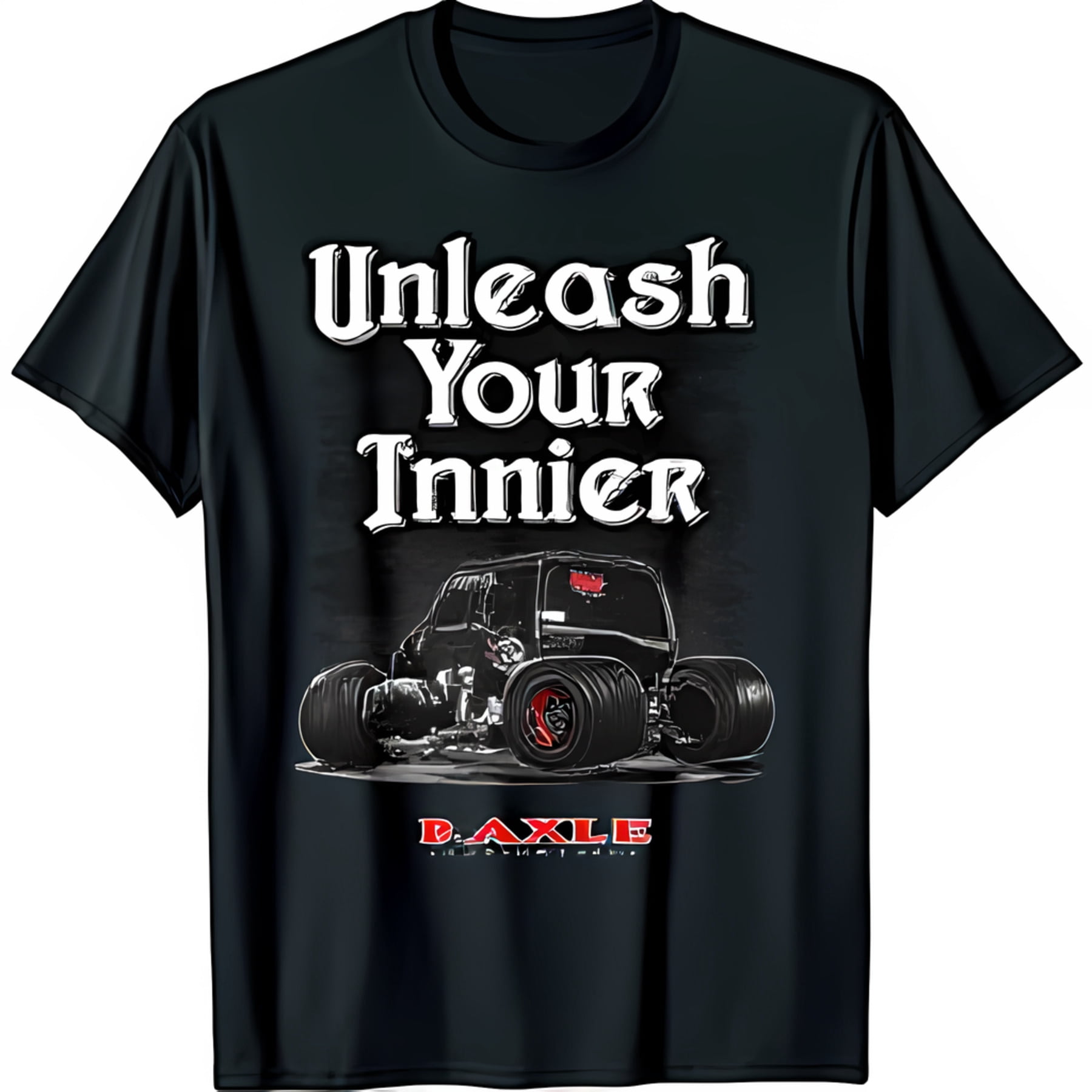 Bold Black T-Shirt with Unleash Your Innier Graphic & Modified Car ...