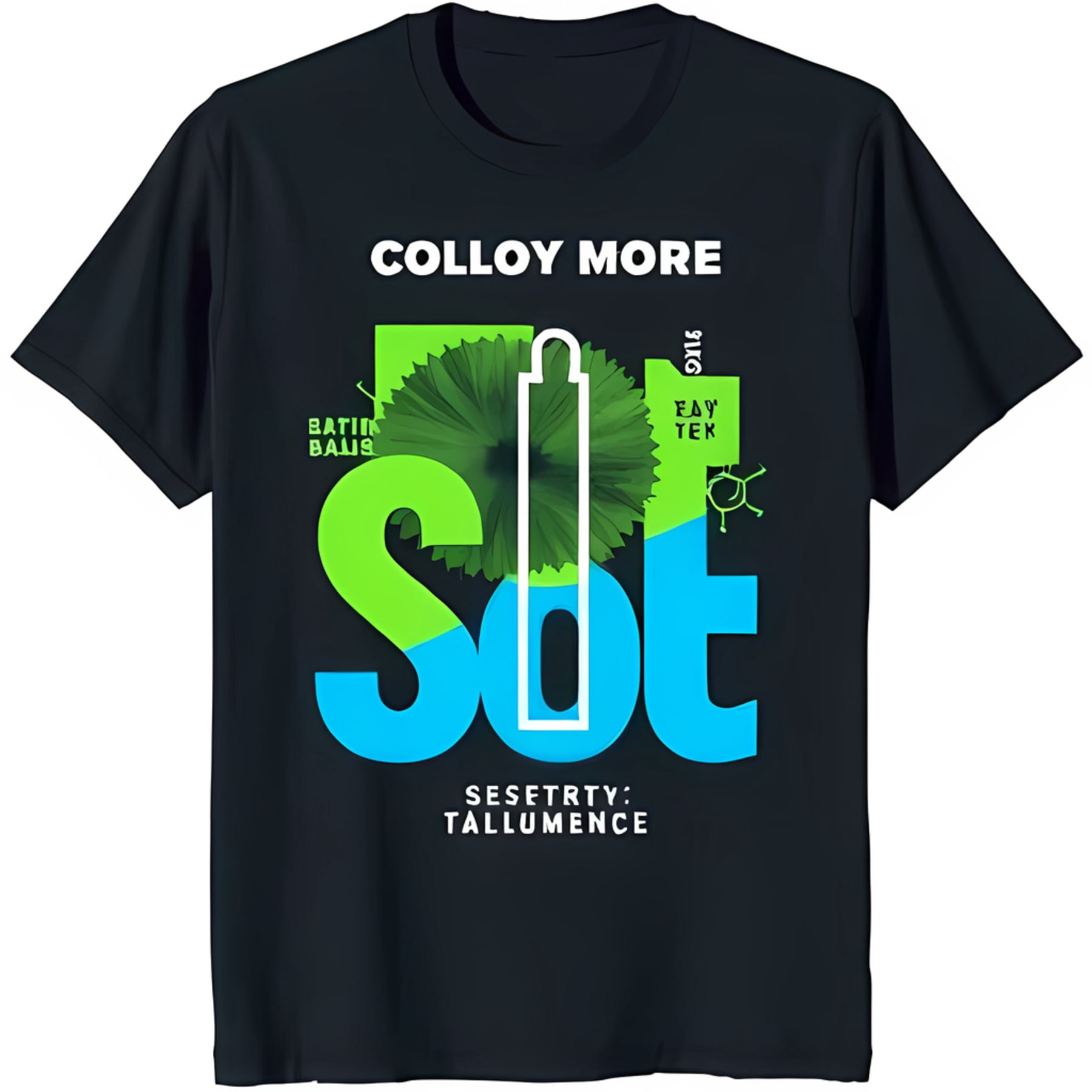 Bold Black T-Shirt with Vibrant Green & Blue Circle Graphic 'SOT ...