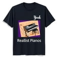 Bold Black T-Shirt with Vibrant Piano Graphic 'Yeck' & 'Reallist Pianos ...