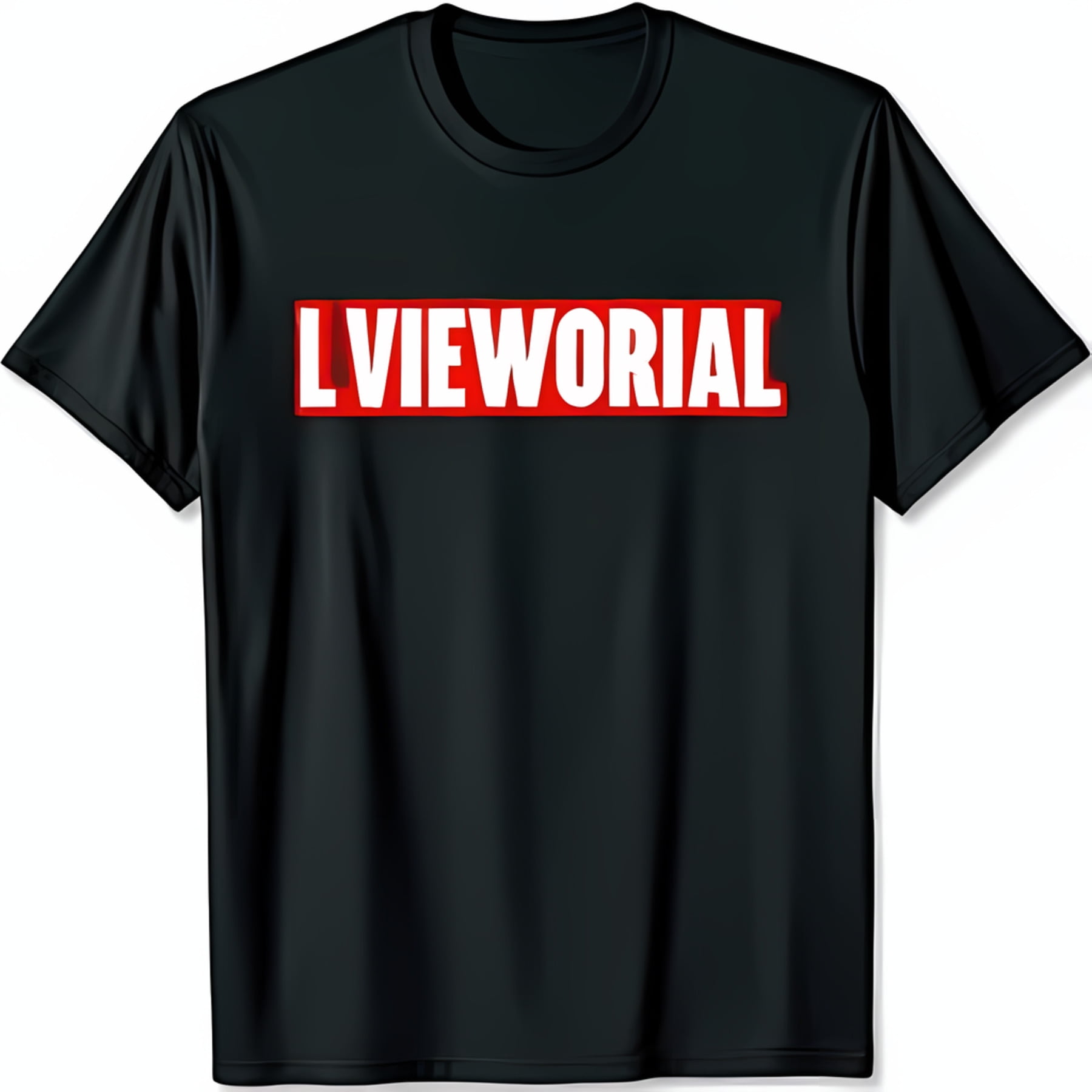 Bold Black T-Shirt with Vibrant Red Rectangle & 'L VIEWORIAL' Graphic ...