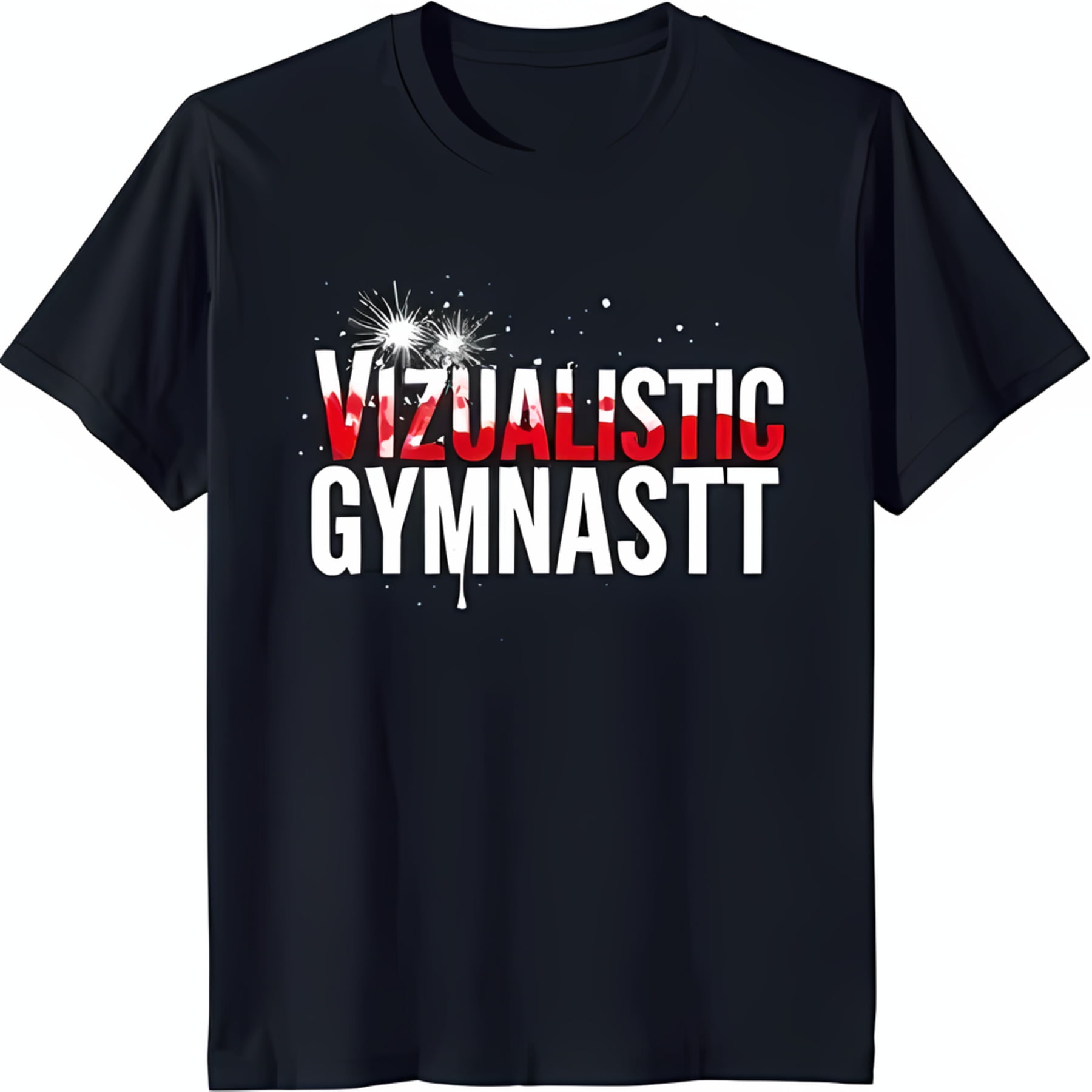 Bold Black T-Shirt with 'Visualistic Gymnast' Design in White & Red ...