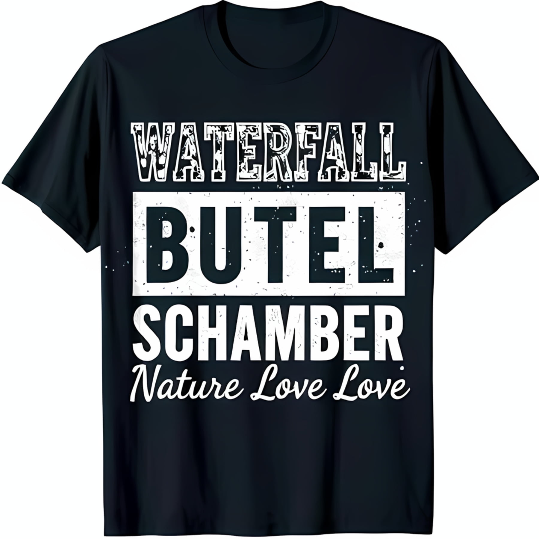 Bold Black T-Shirt with Waterfall Buttel Schamber Nature Love Graphic ...
