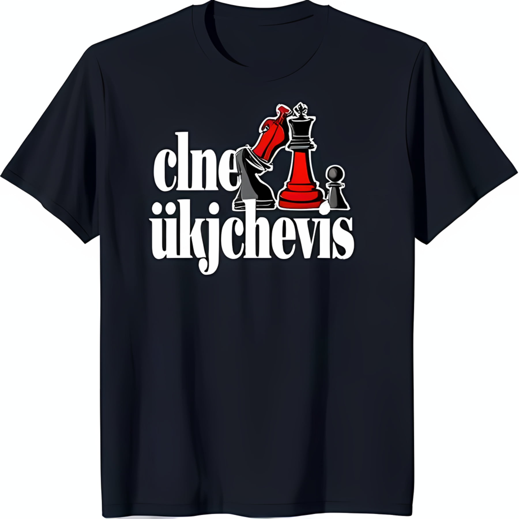 Bold Black T-Shirt with White Chess Graphic: vs Red King Checkmate ...
