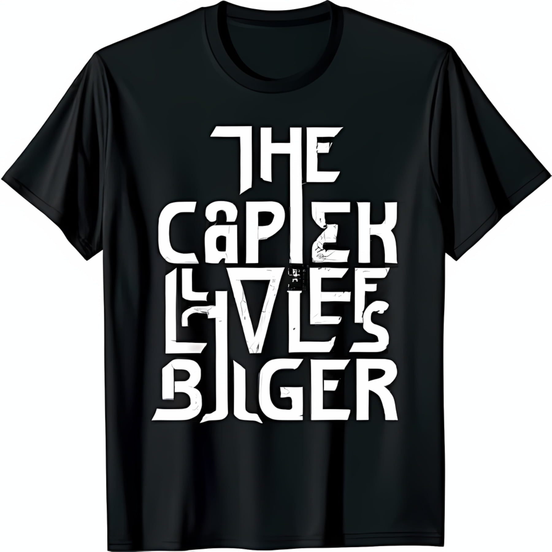Bold Black T-Shirt with White Graphic: THE CAPEK LIVES BIGGER Statement ...