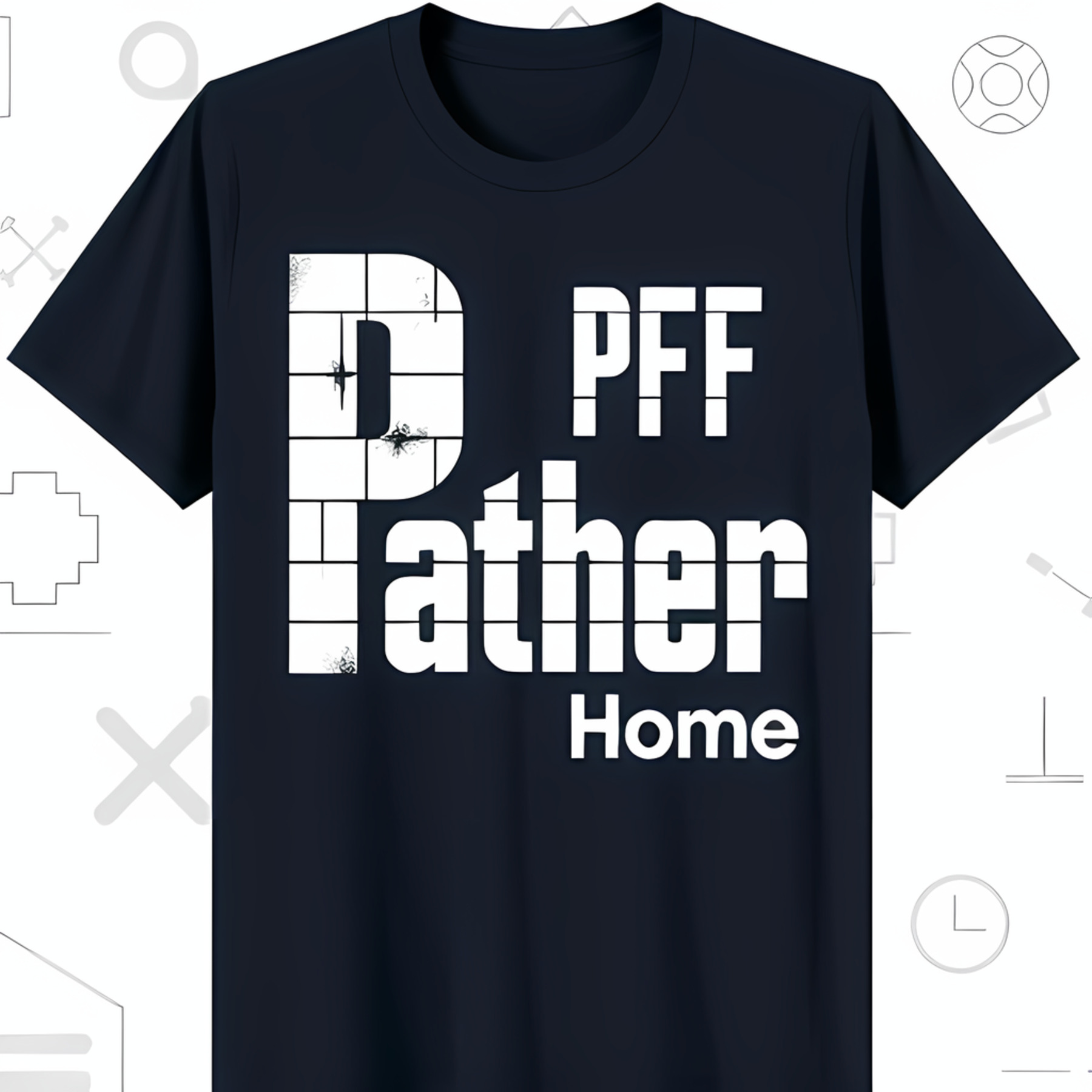 Bold Black T-Shirt with White 'PFF Father Home' Design and Brick ...