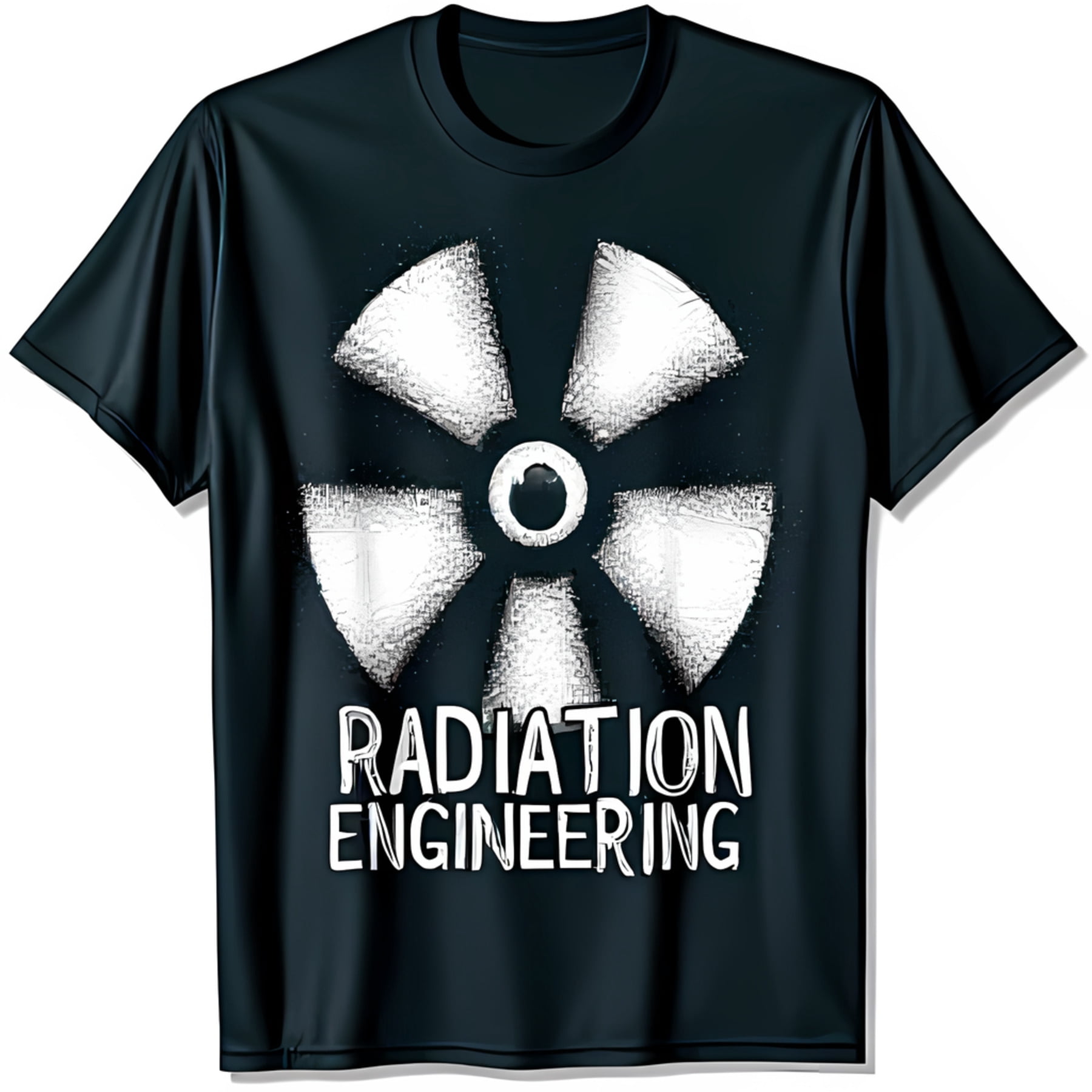 Bold Black T-Shirt with White Radiation Symbol & 'RADIATION ENGINEERING ...