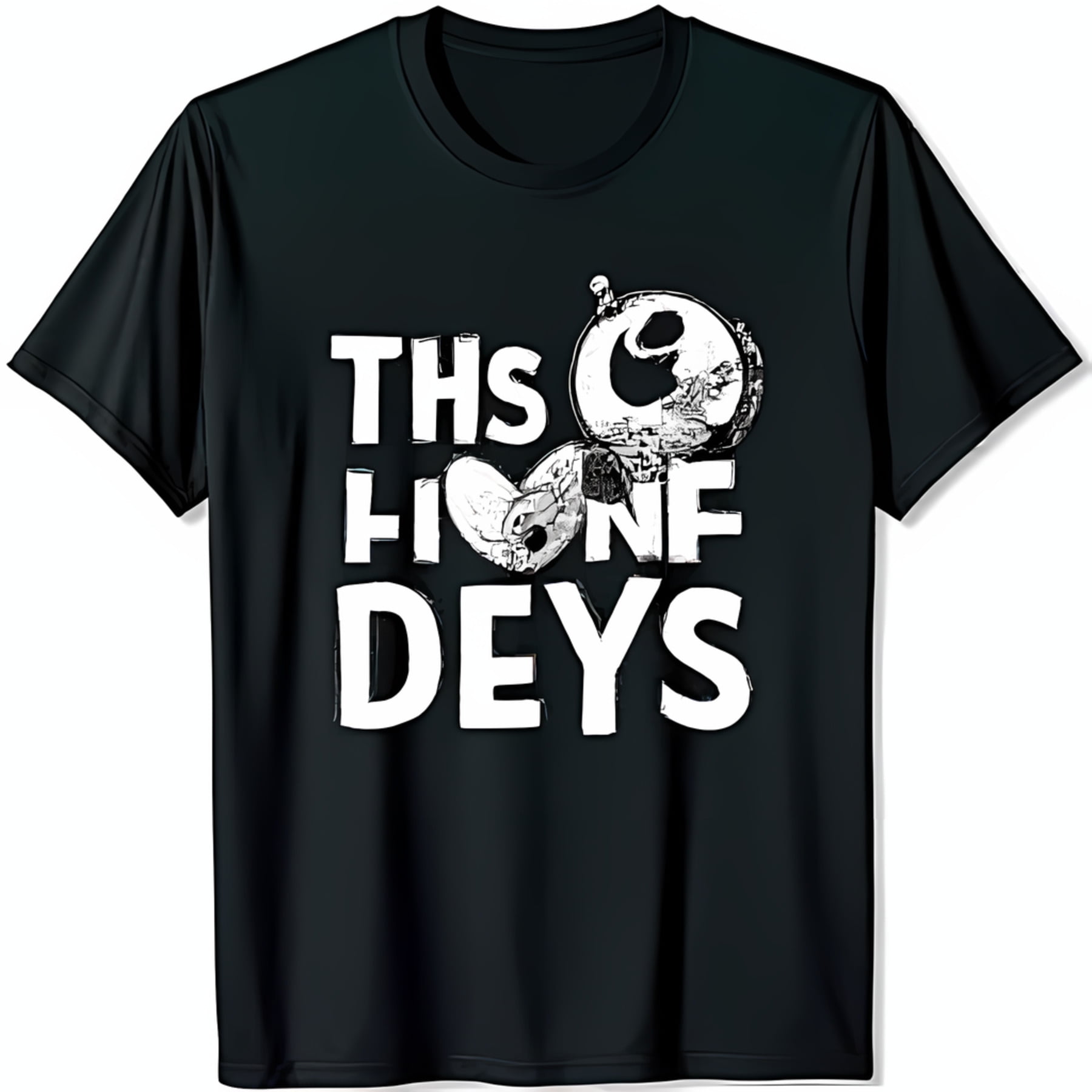 Bold Black T-Shirt with White Graphic: 'THS H1NF DEYS' & Design ...