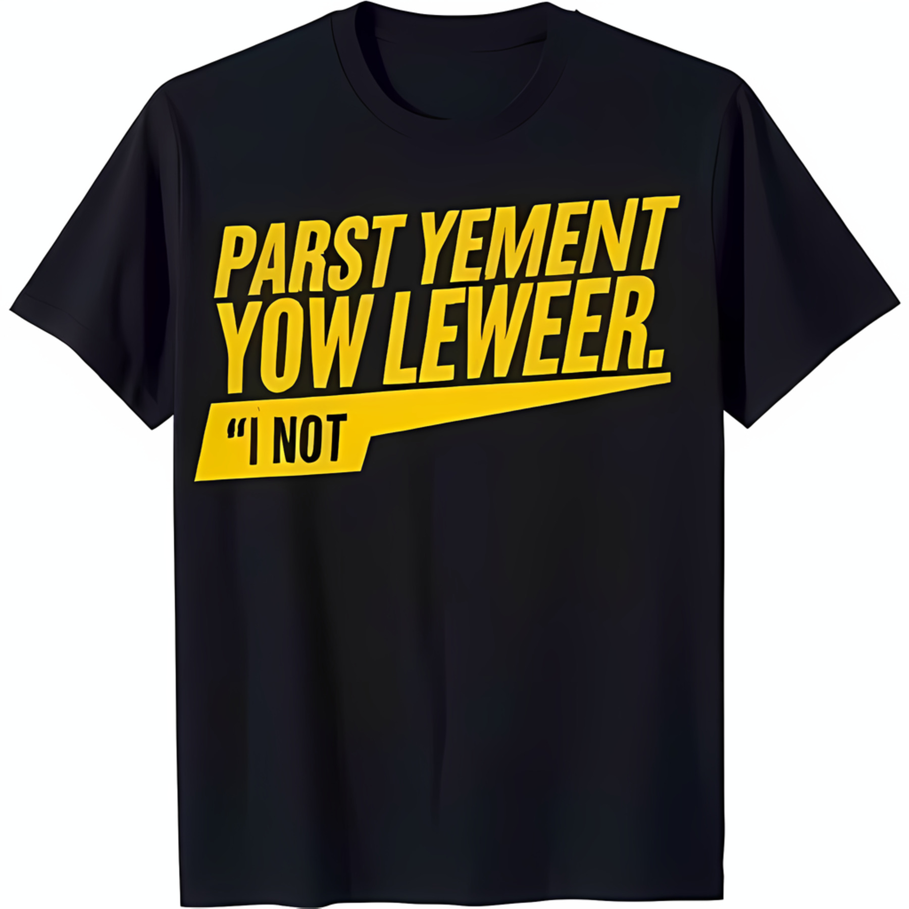 Bold Black T-Shirt with Yellow Graphic: 'Parst Yement Leweer' Design ...
