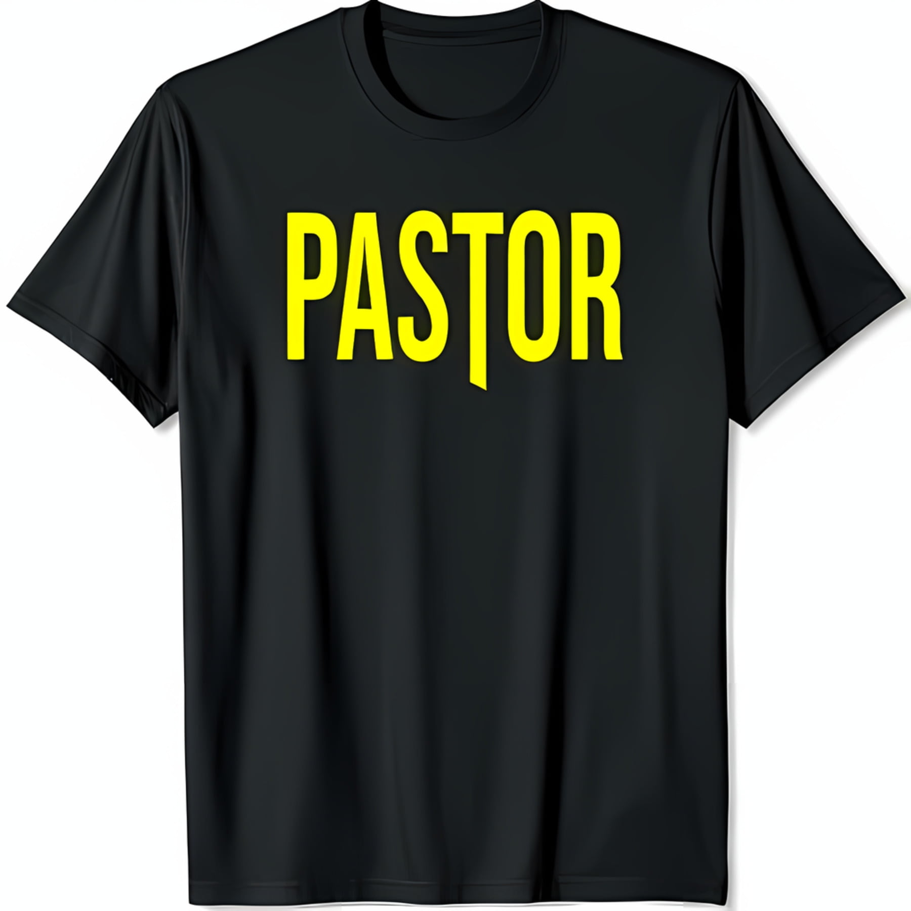 Bold Black T-Shirt with Yellow PASTOR Print Eye Catching Design for ...