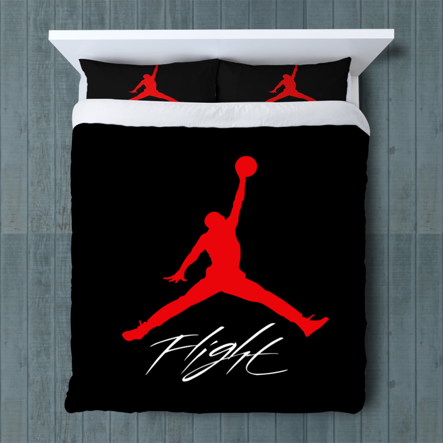 Bold Black and Red Basketball Player Duvet Cover Set Modern Athletic ...