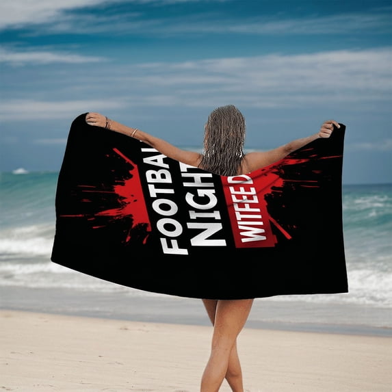 Bold Black and White Football Nights Design Beach Towel - Dynamic ...