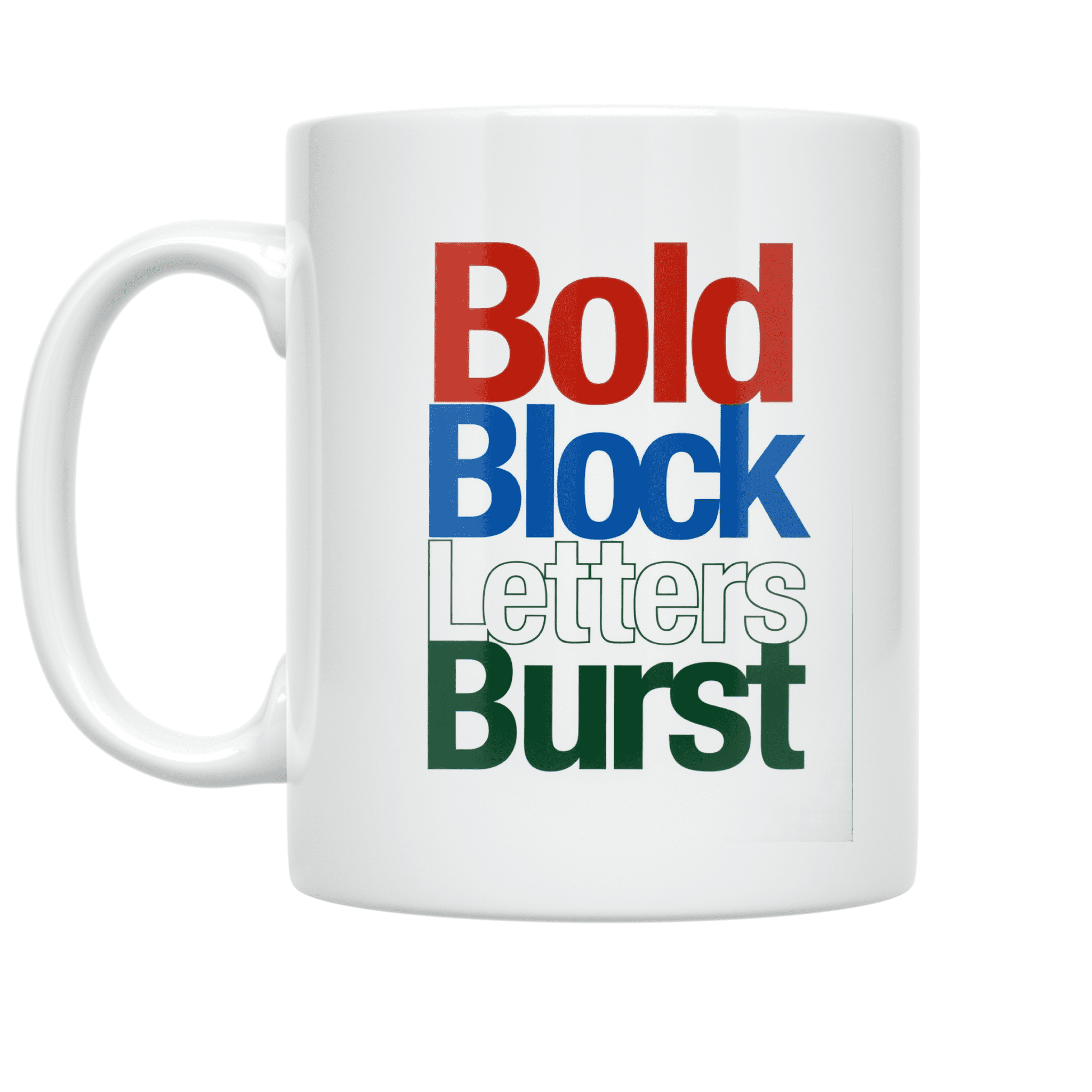 Bold Block Letters Burst - Unique Text Design Enthusiast - 11 oz ...