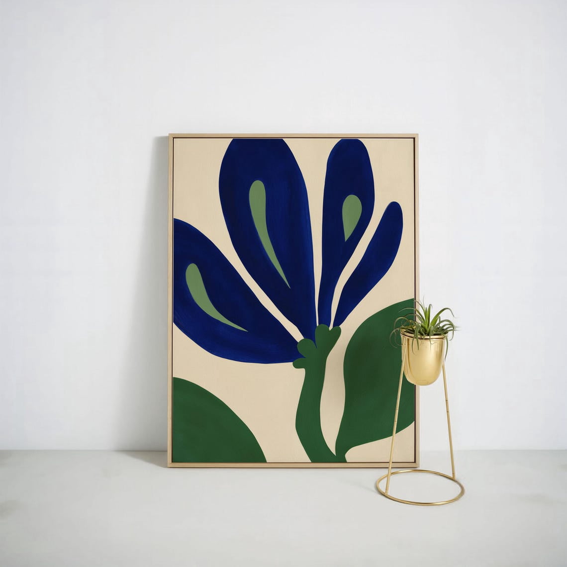 Bold Blue Botanical Modern Abstract Floral For Contemporary Home Deco ...