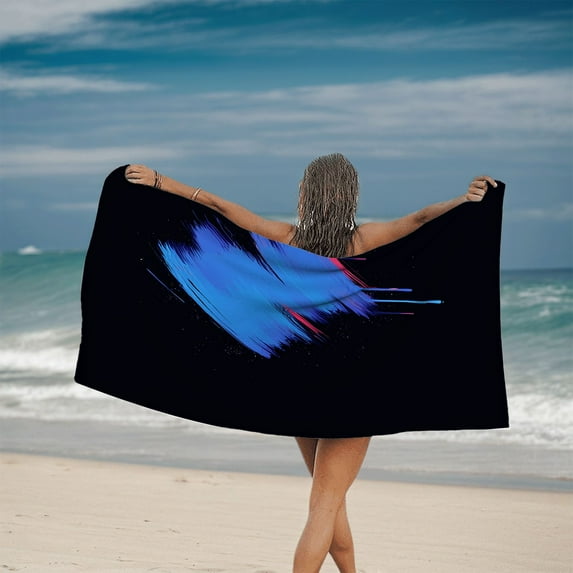 Bold Blue Dripping Brushstroke Design Beach Towel - Vibrant Abstract ...