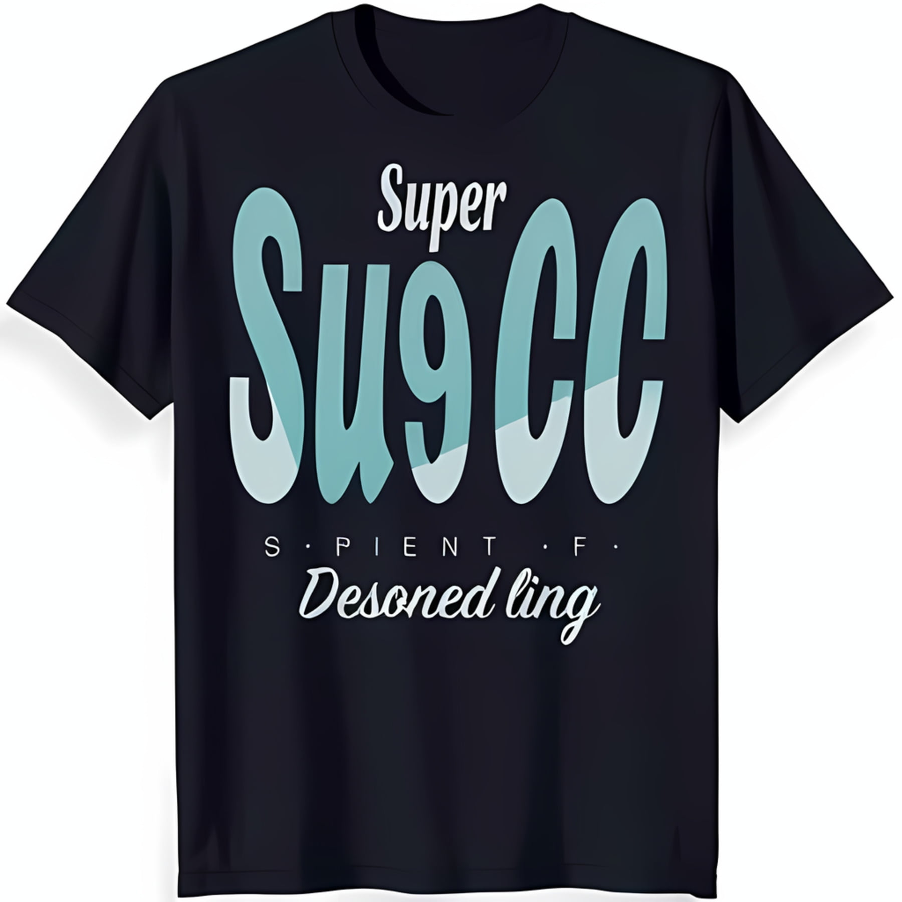 Bold Blue 'Super Sug ' Graphic Black T-Shirt with Stylish White Outline ...