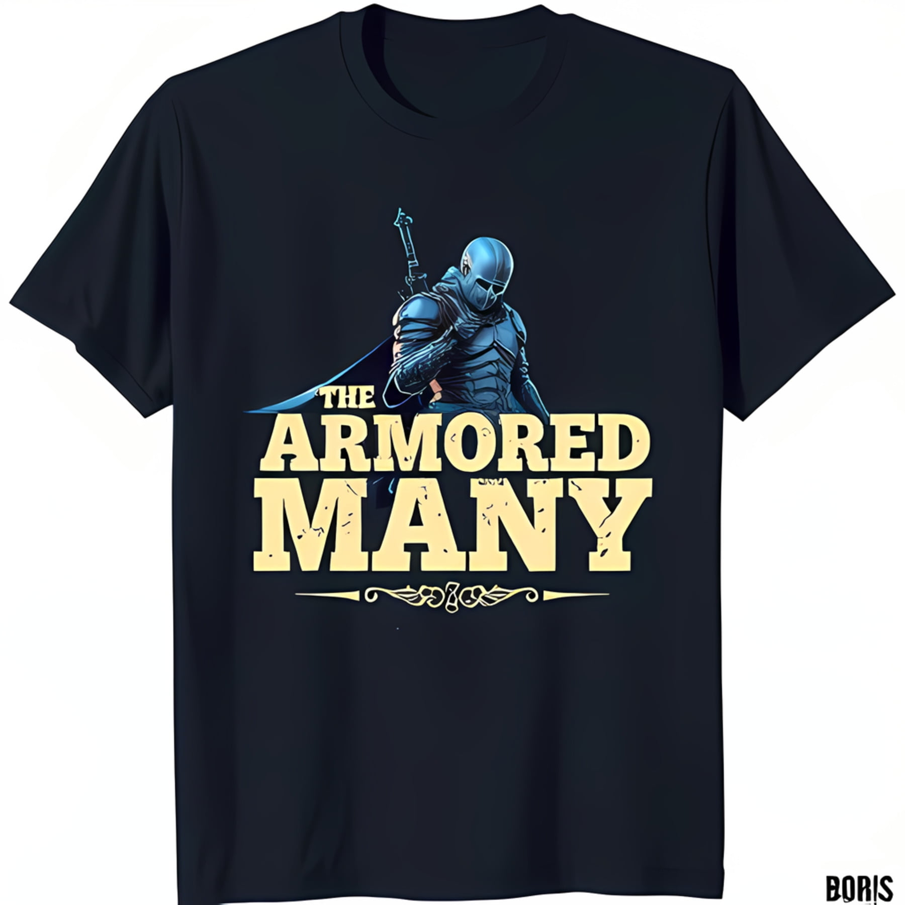 Bold Blue T-Shirt with Armored Figure & 'The Armored Many' Graphic ...