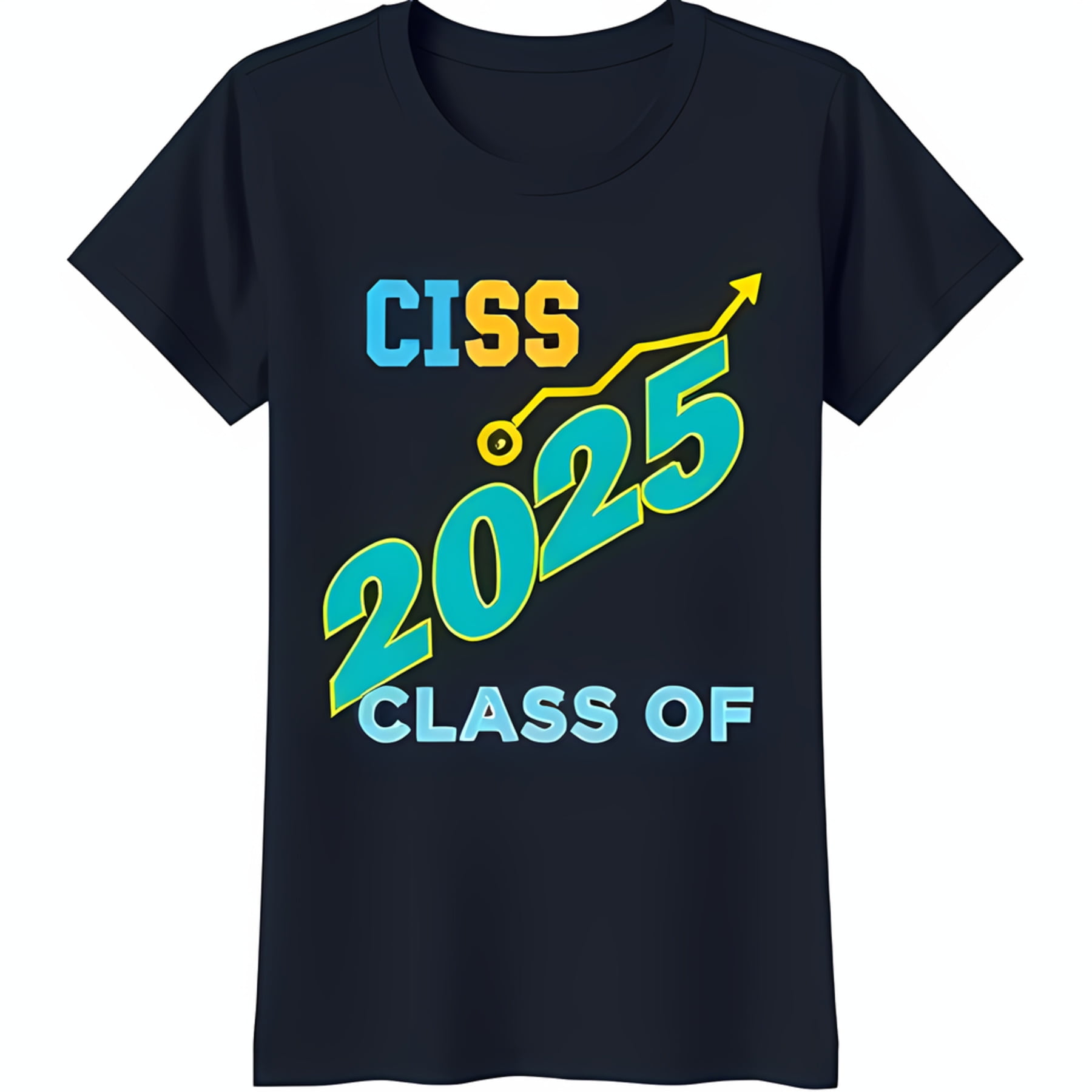 Bold Blue T-Shirt with 'CISS 2025 CLASS OF' Graphic & Upward Arrow ...