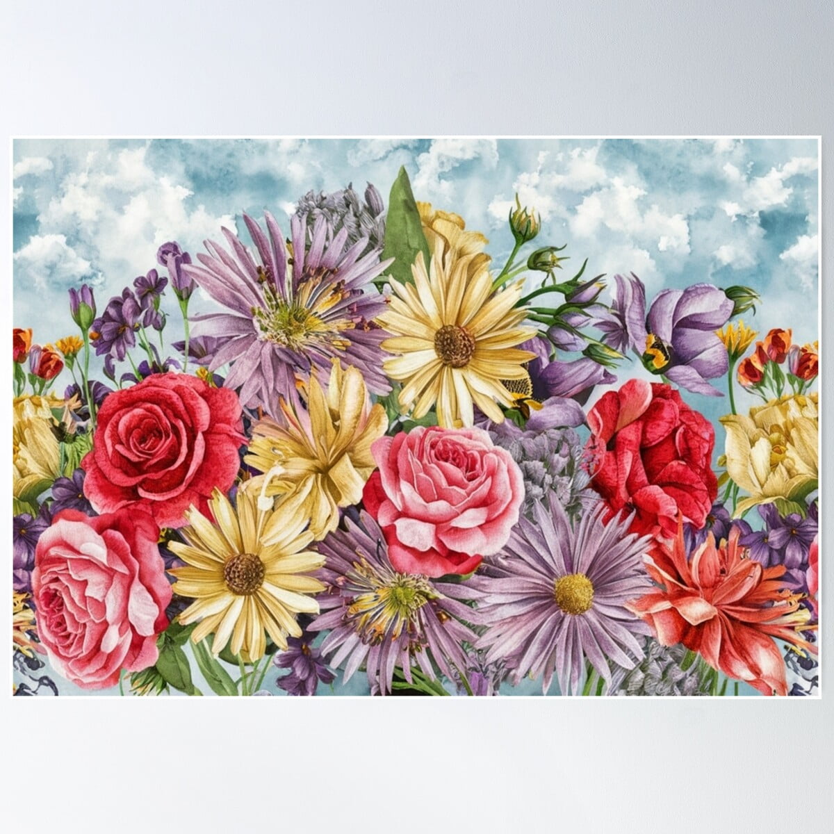 Bold Botanical Watercolor Style - Stunning Flower Art Poster Wall Art ...
