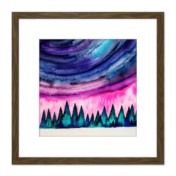 Bold Bright Northern Lights Aurora Borealis Colourful Pine Forest Scene ...