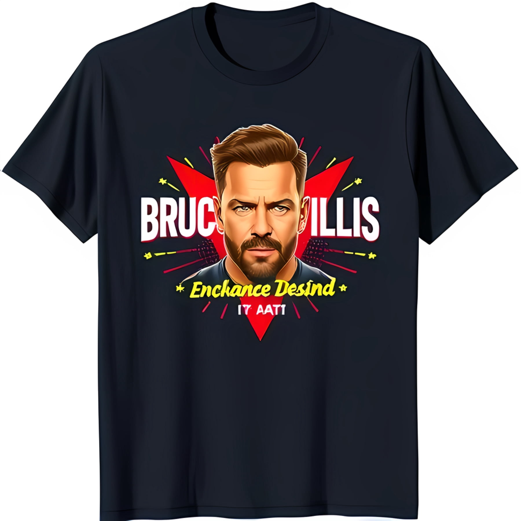 Bold Bruce Willis Graphic T-Shirt Red Design with ' Design' & 'It Aatt ...