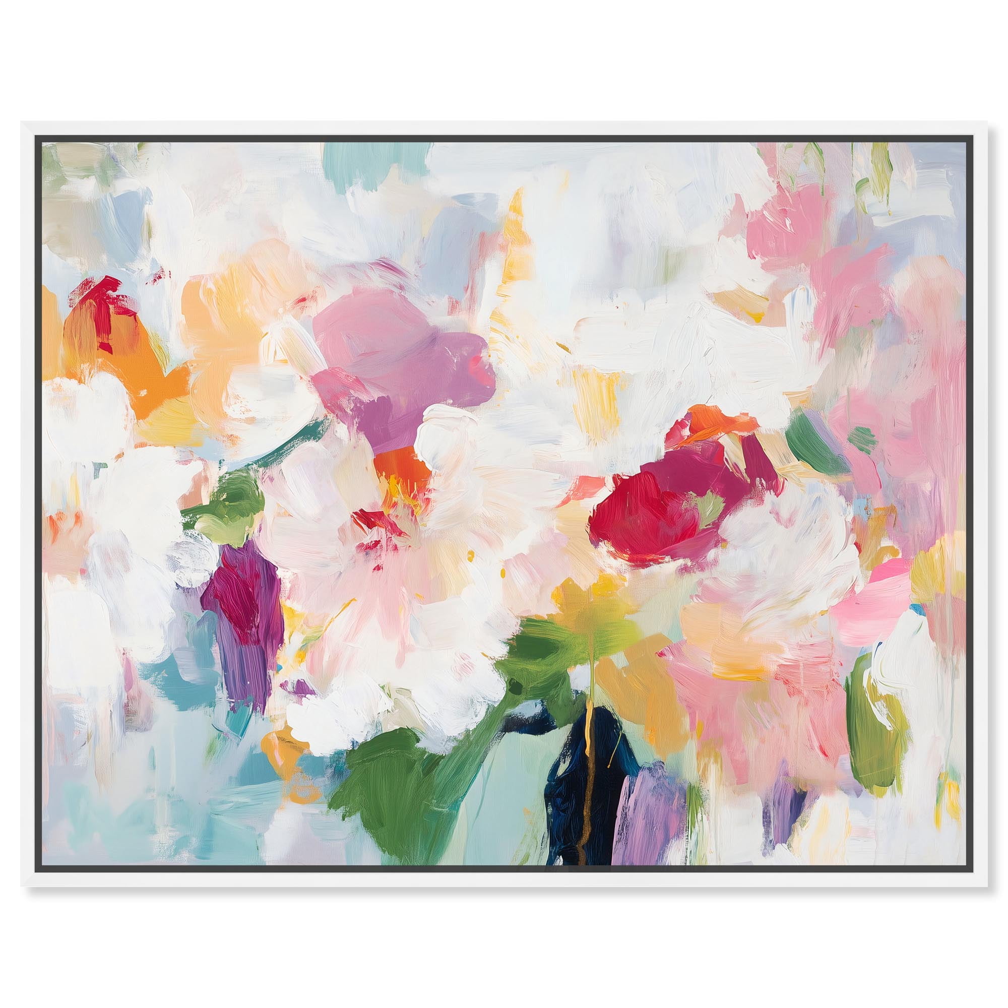 Bold Brushstroke I Canvas Colorful Abstracts by Art Remedy, White Frame ...