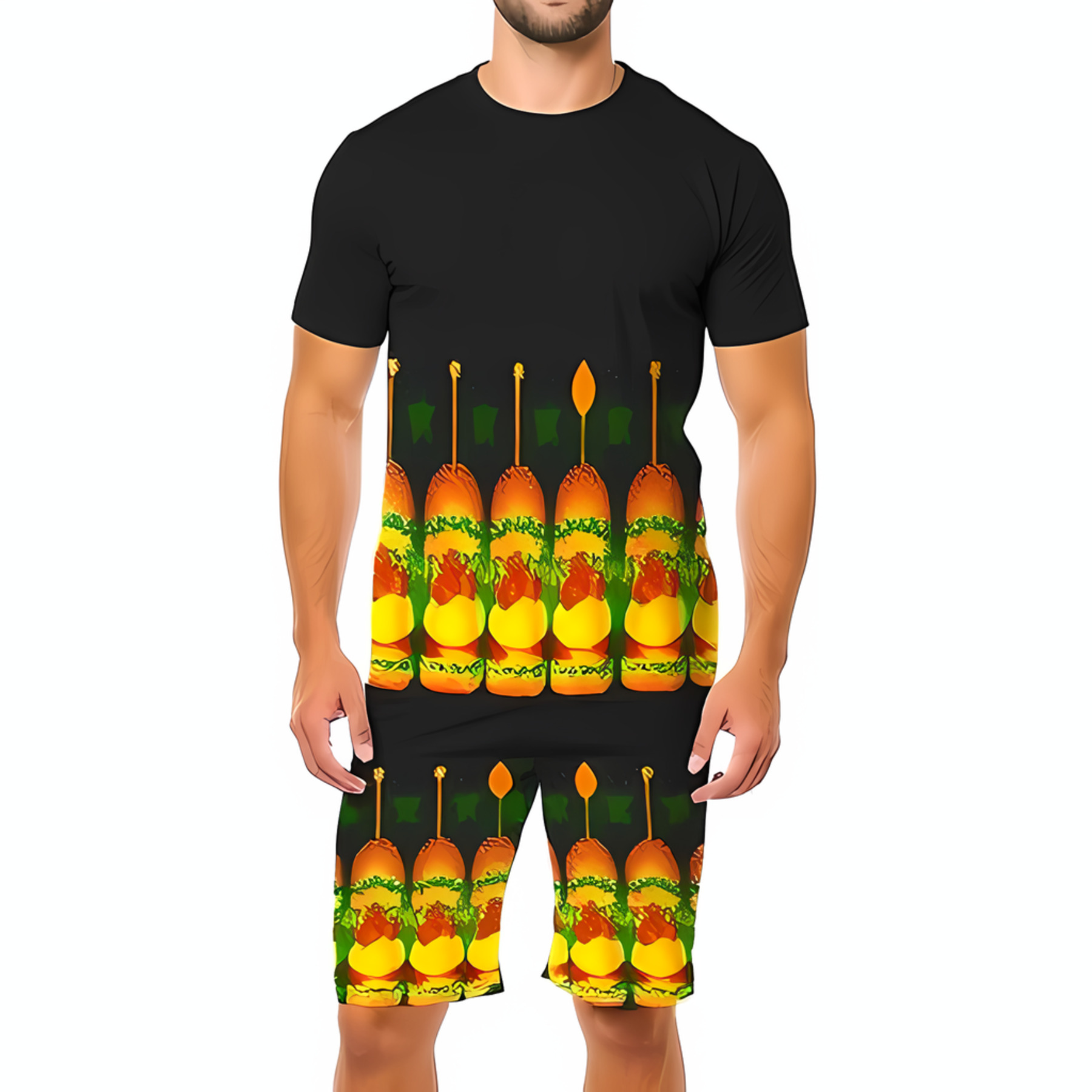 Bold Burger Print Short-Sleeve T-Shirt and Shorts Set - Playful ...