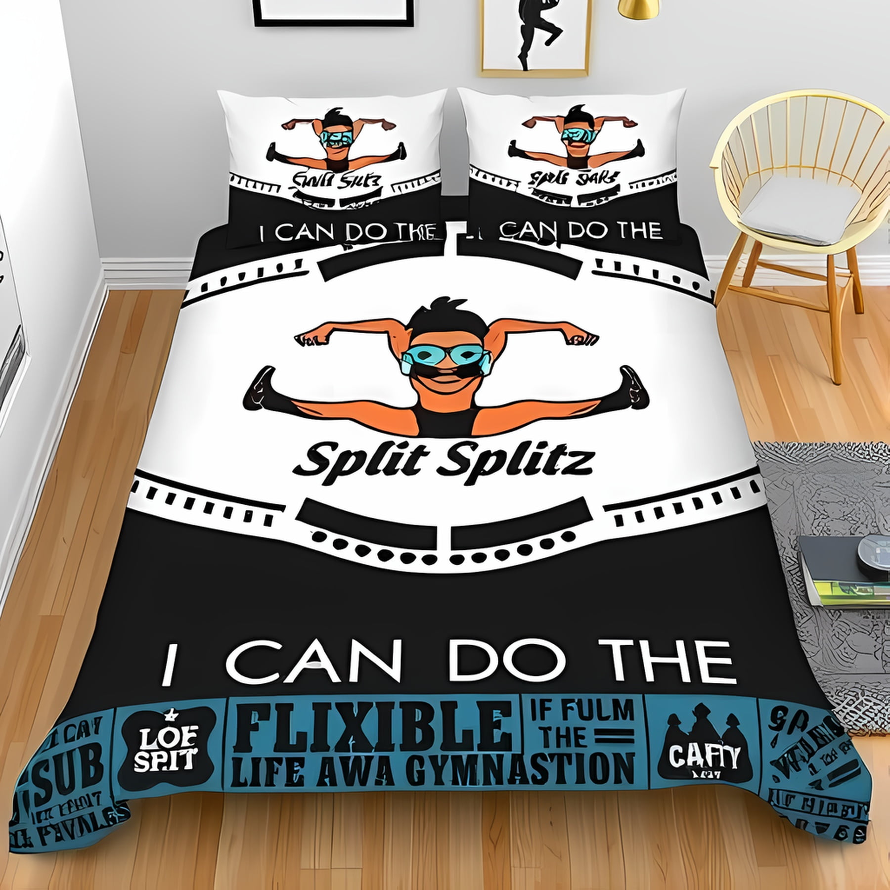 Bold Cartoon Character 3-Piece Pillowcase & Duvet Cover Set - "I Can Do ...