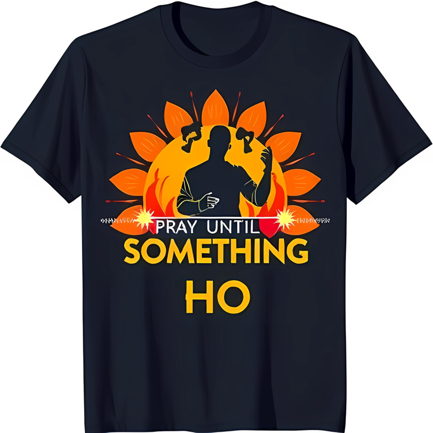 Bold Cartoon Character in Suit & Tie 'Pray Until Something Ho' Blue T ...
