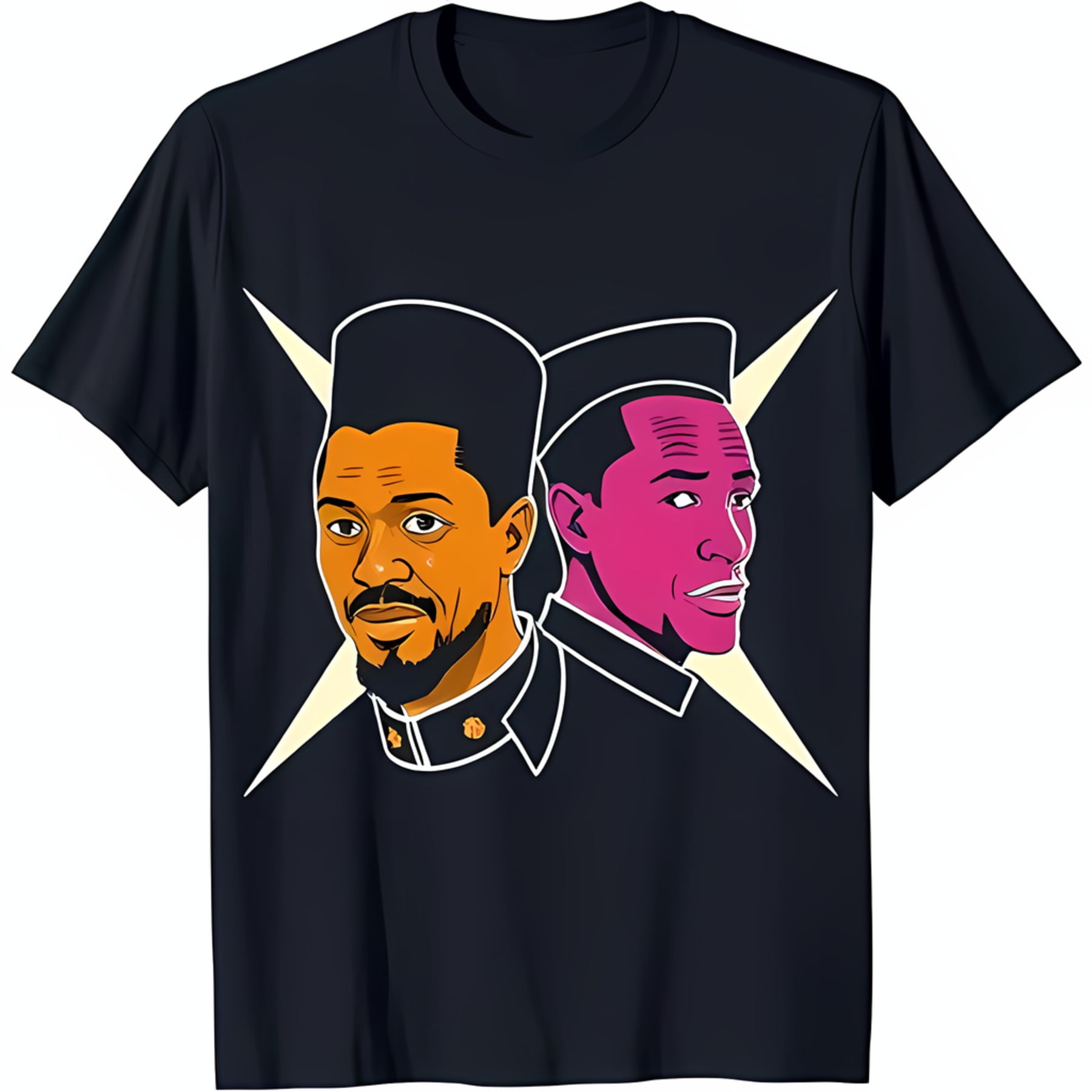 Bold Cartoon Graphic Tee: Two Stylish Men in Vibrant Yellow & White ...