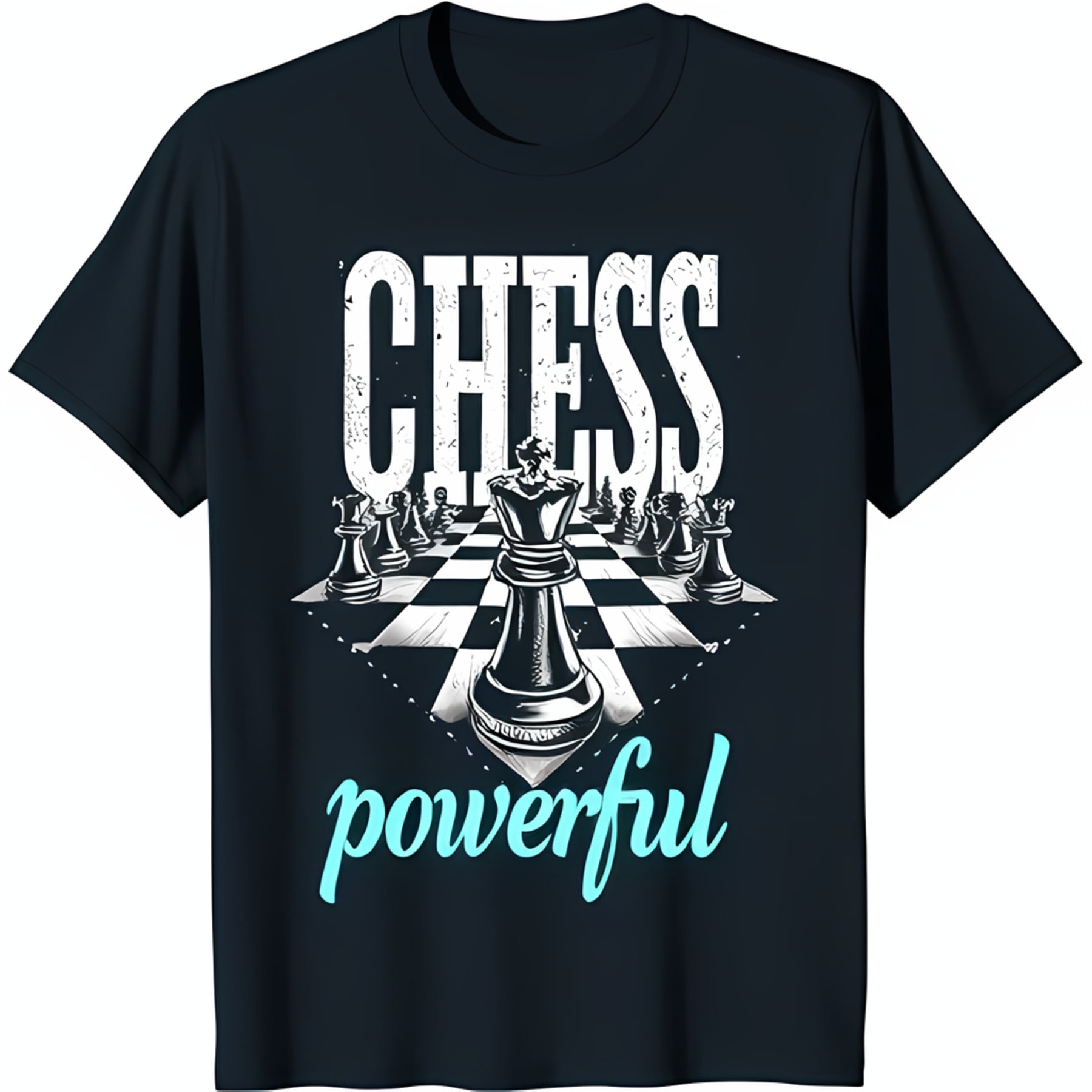 Bold Chess Graphic T-Shirt for Men White Chessboard Design on Blue ...