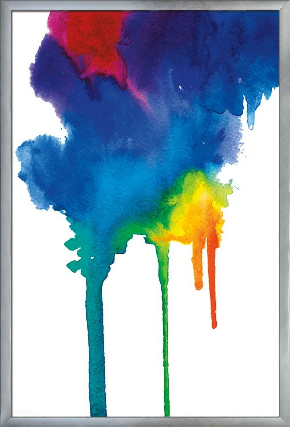 Bold Color - Rainbow Watercolor Wall Poster, 22.375" x 34", Framed ...