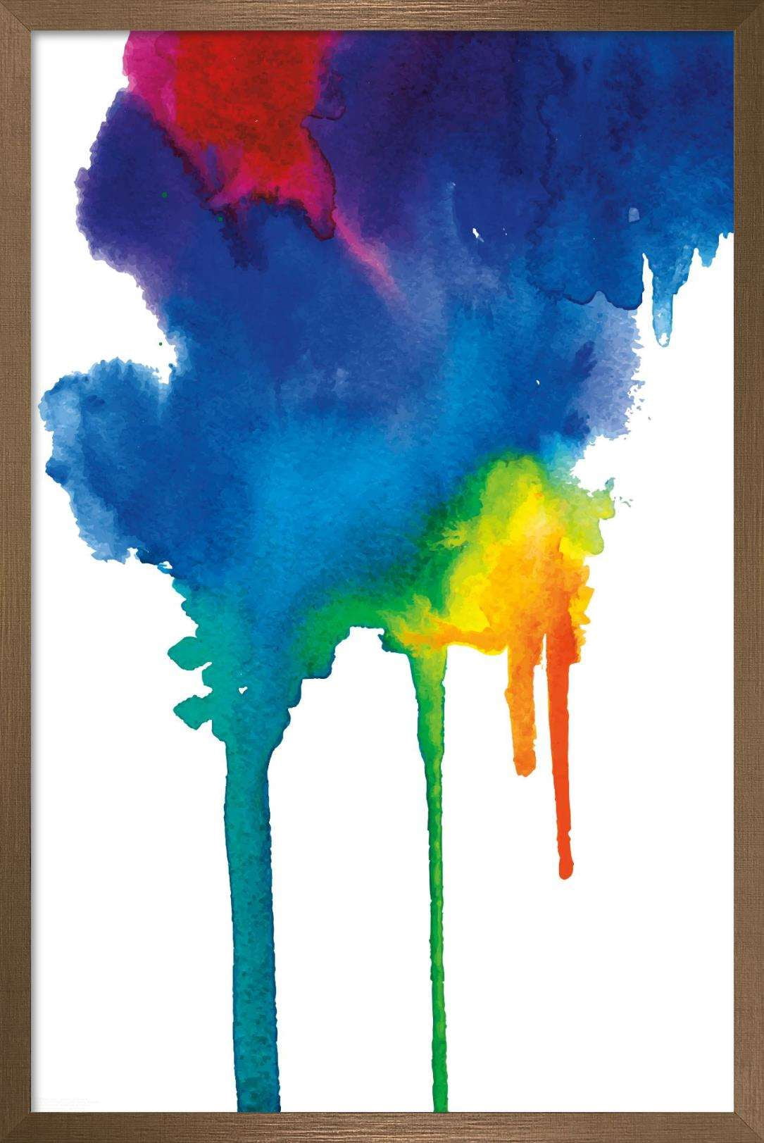 Bold Color - Rainbow Watercolor Wall Poster, 22.375" x 34", Framed ...