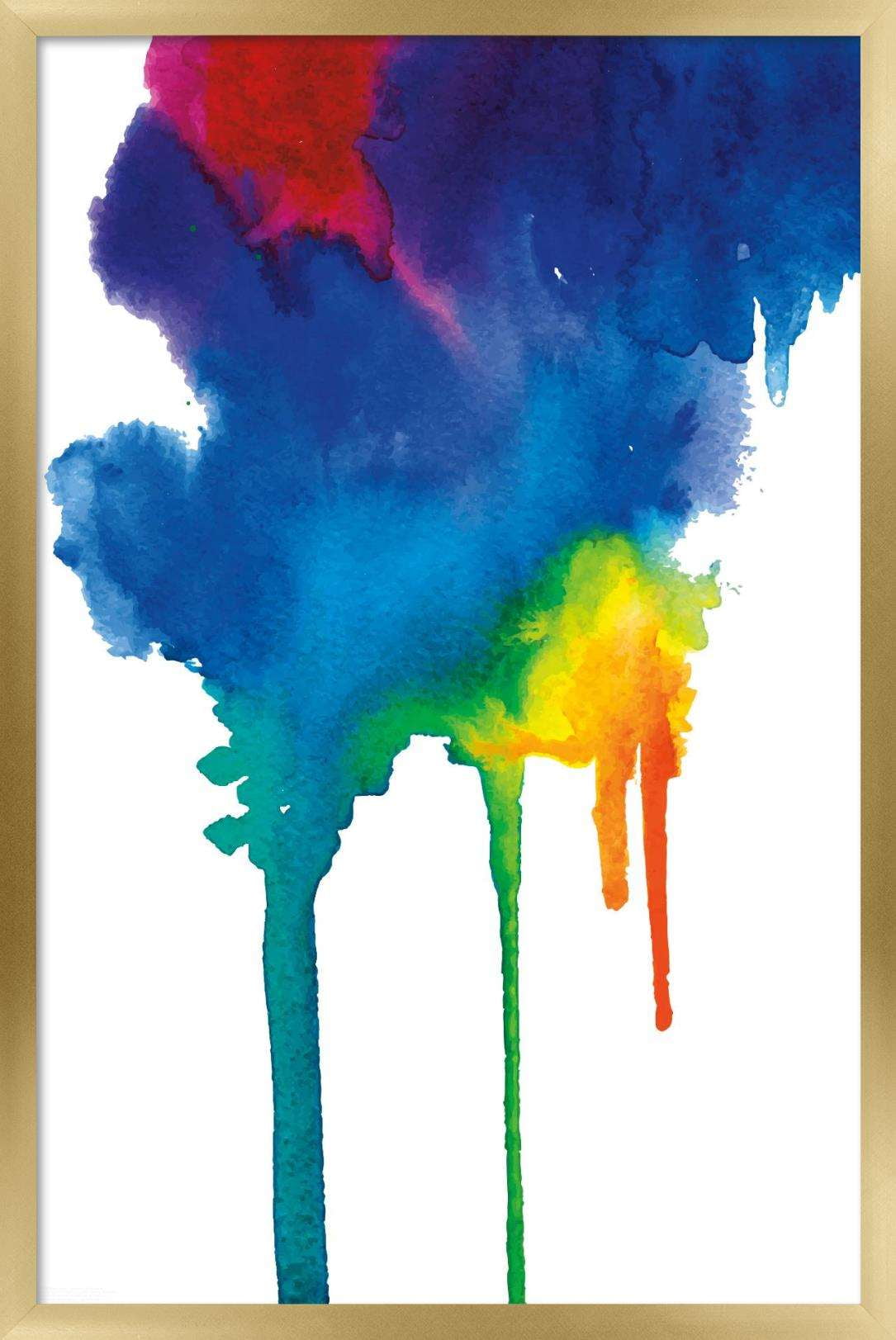 Bold Color - Rainbow Watercolor Wall Poster, 22.375" x 34", Framed ...