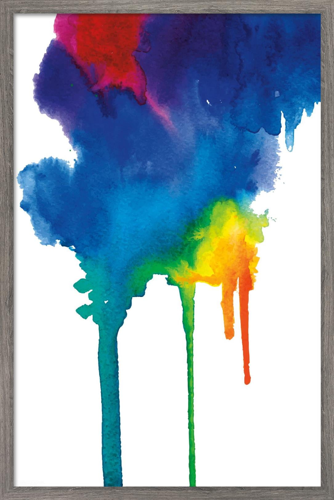 Bold Color - Rainbow Watercolor Wall Poster, 22.375" x 34", Framed ...