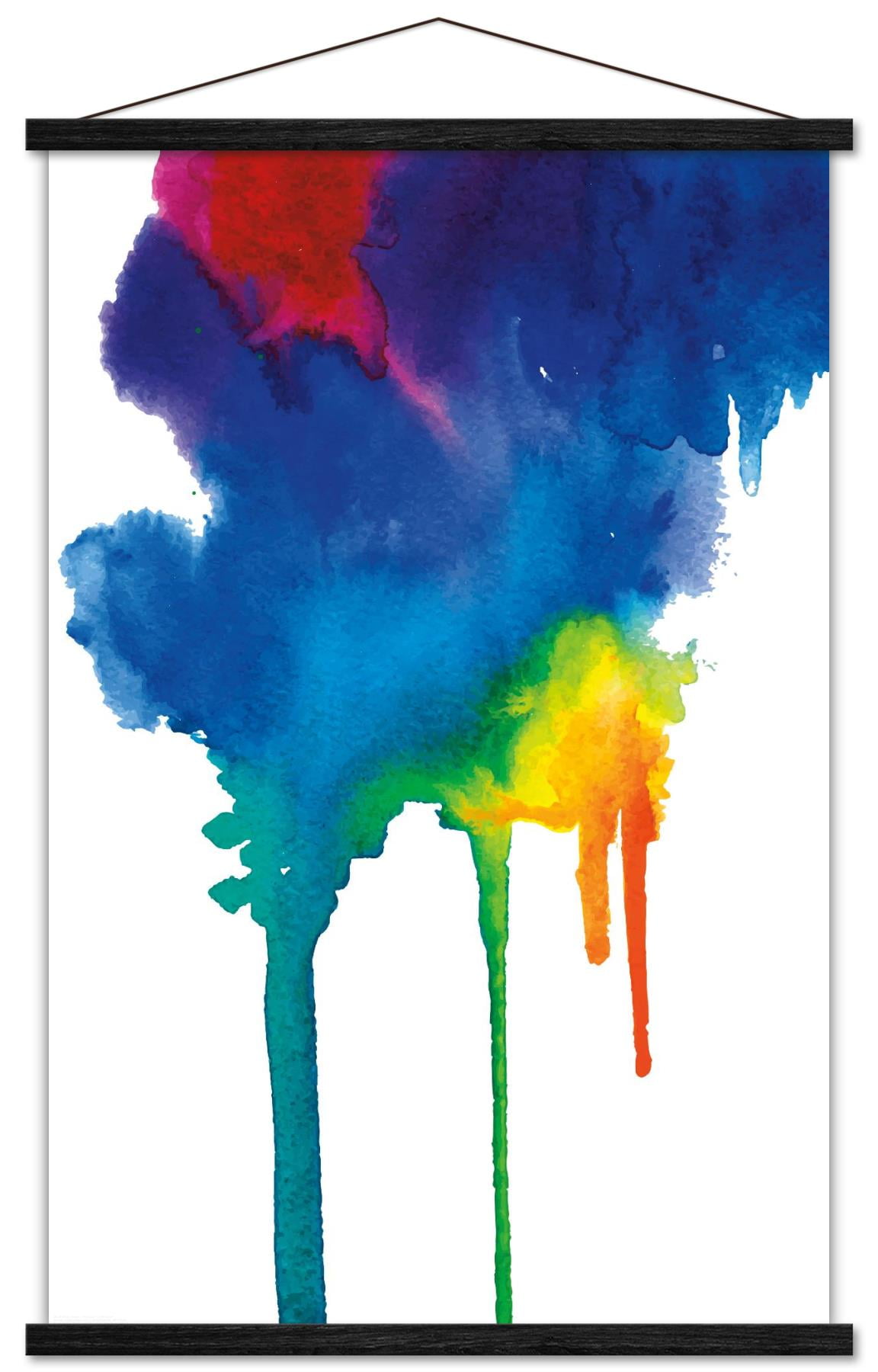 Bold Color - Rainbow Watercolor Wall Poster with Wooden Magnetic Frame ...