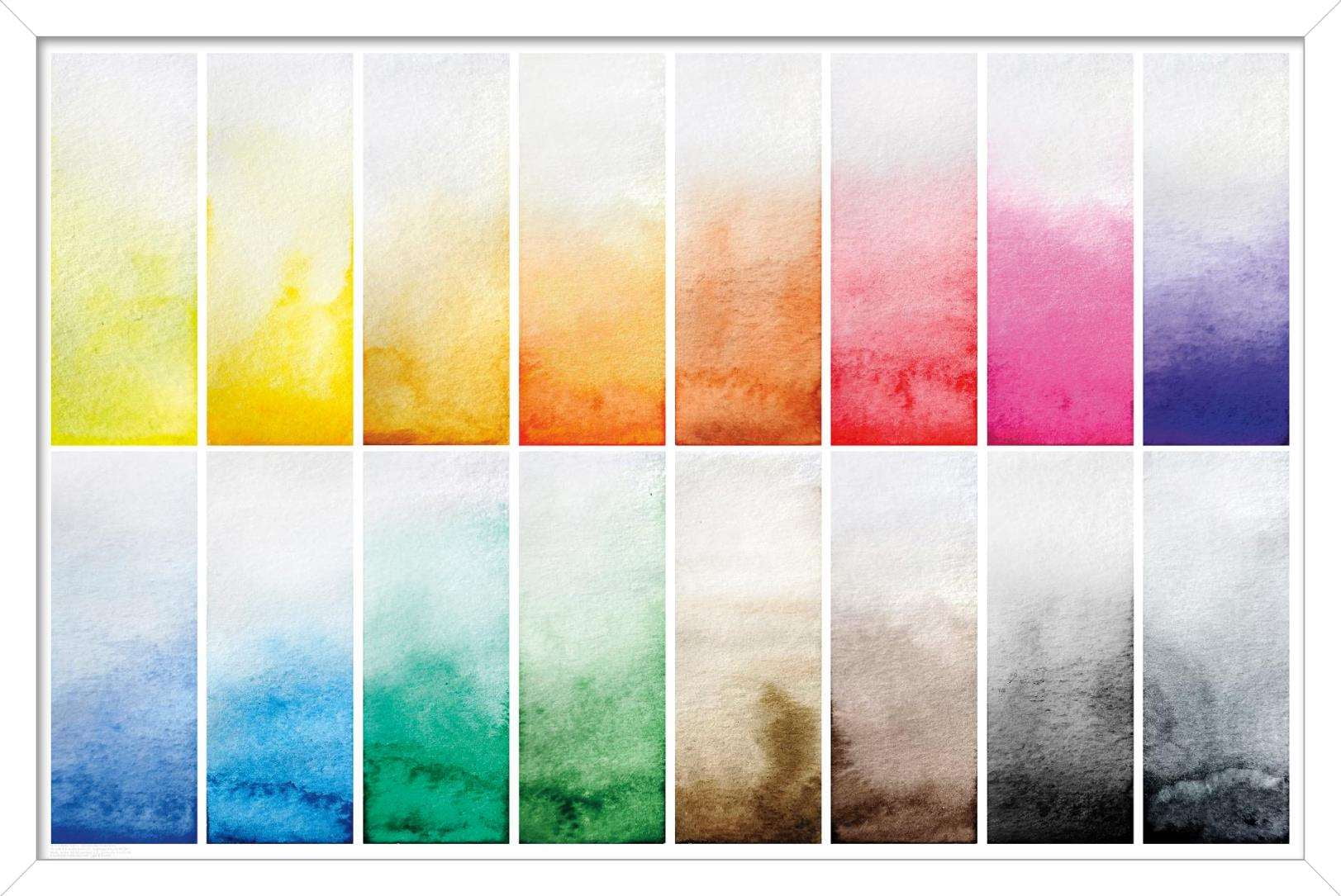 Bold Color - Watercolor Swatches Wall Poster, 14.725" x 22.375", Framed ...