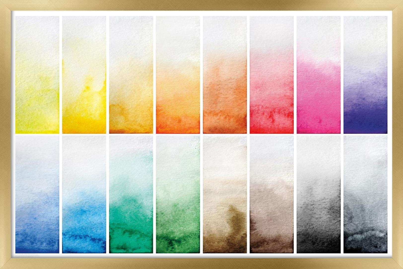 Bold Color - Watercolor Swatches Wall Poster, 14.725" x 22.375", Framed ...