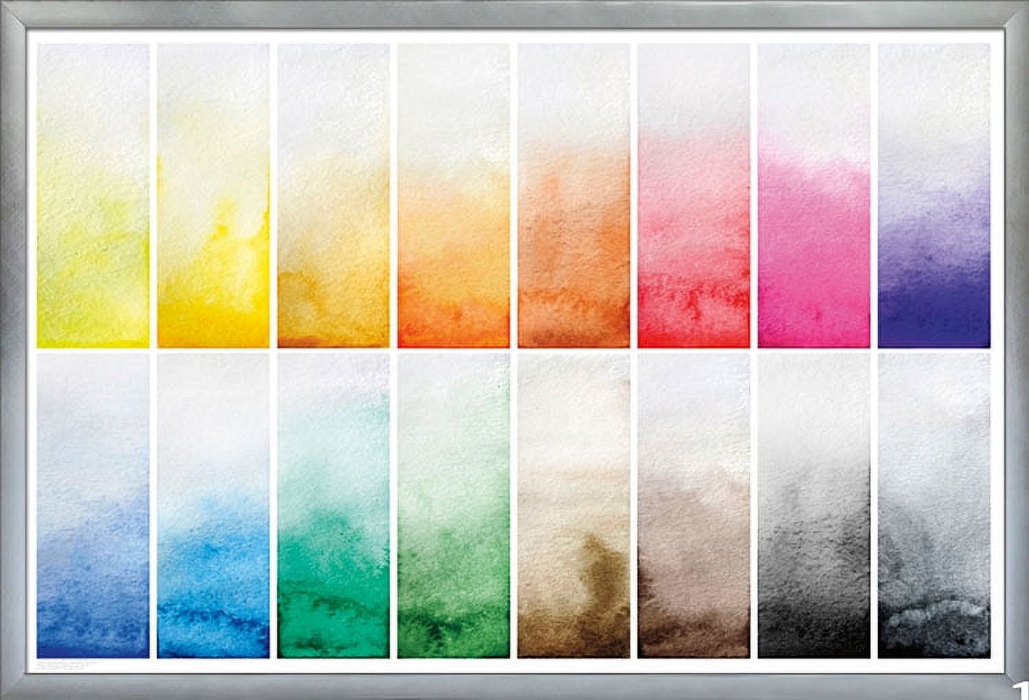 Bold Color - Watercolor Swatches Wall Poster, 22.375" x 34", Framed ...