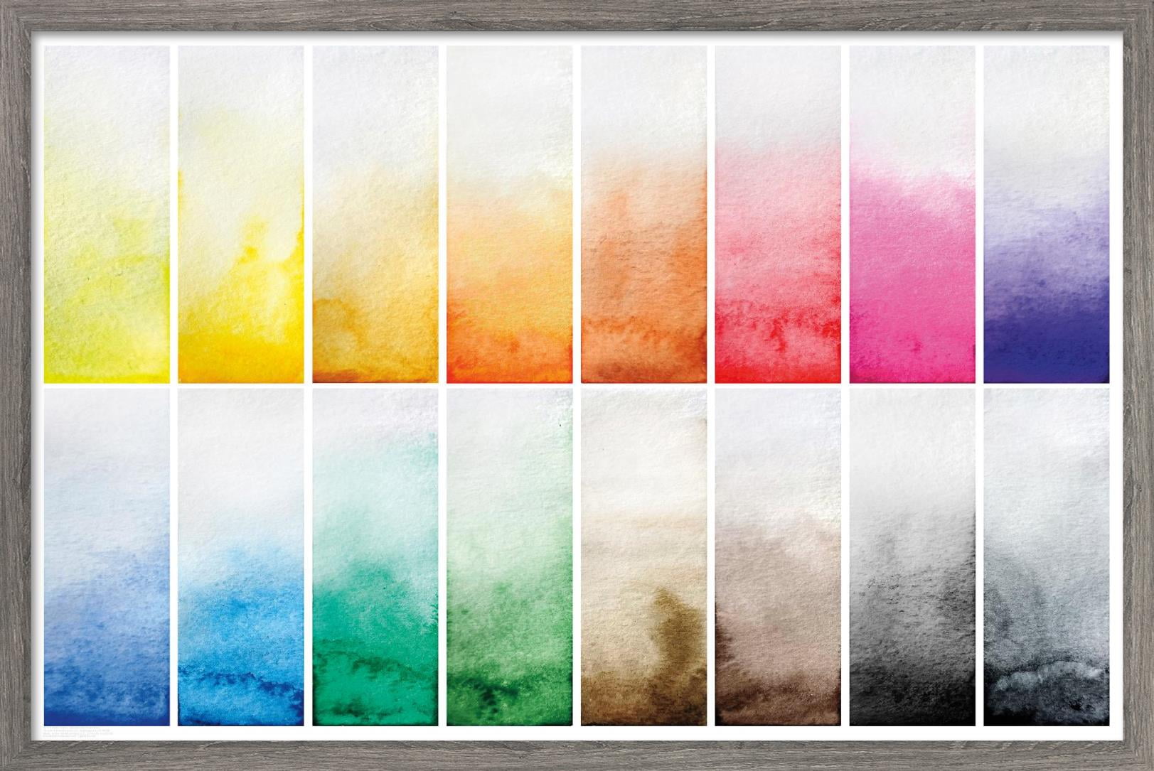 Bold Color - Watercolor Swatches Wall Poster, 22.375" x 34", Framed ...