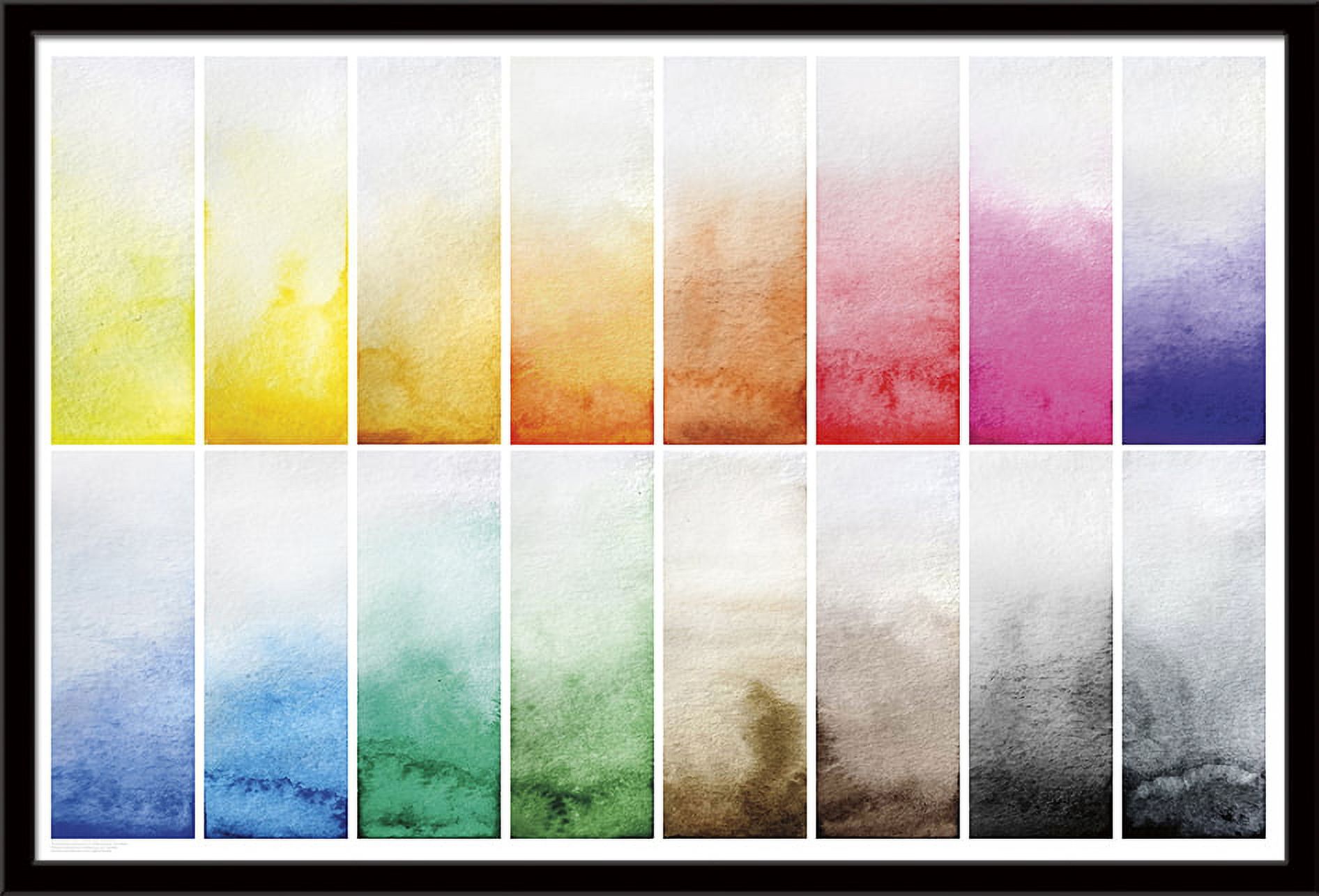 Bold Color - Watercolor Swatches Wall Poster, 22.375" x 34", Framed ...