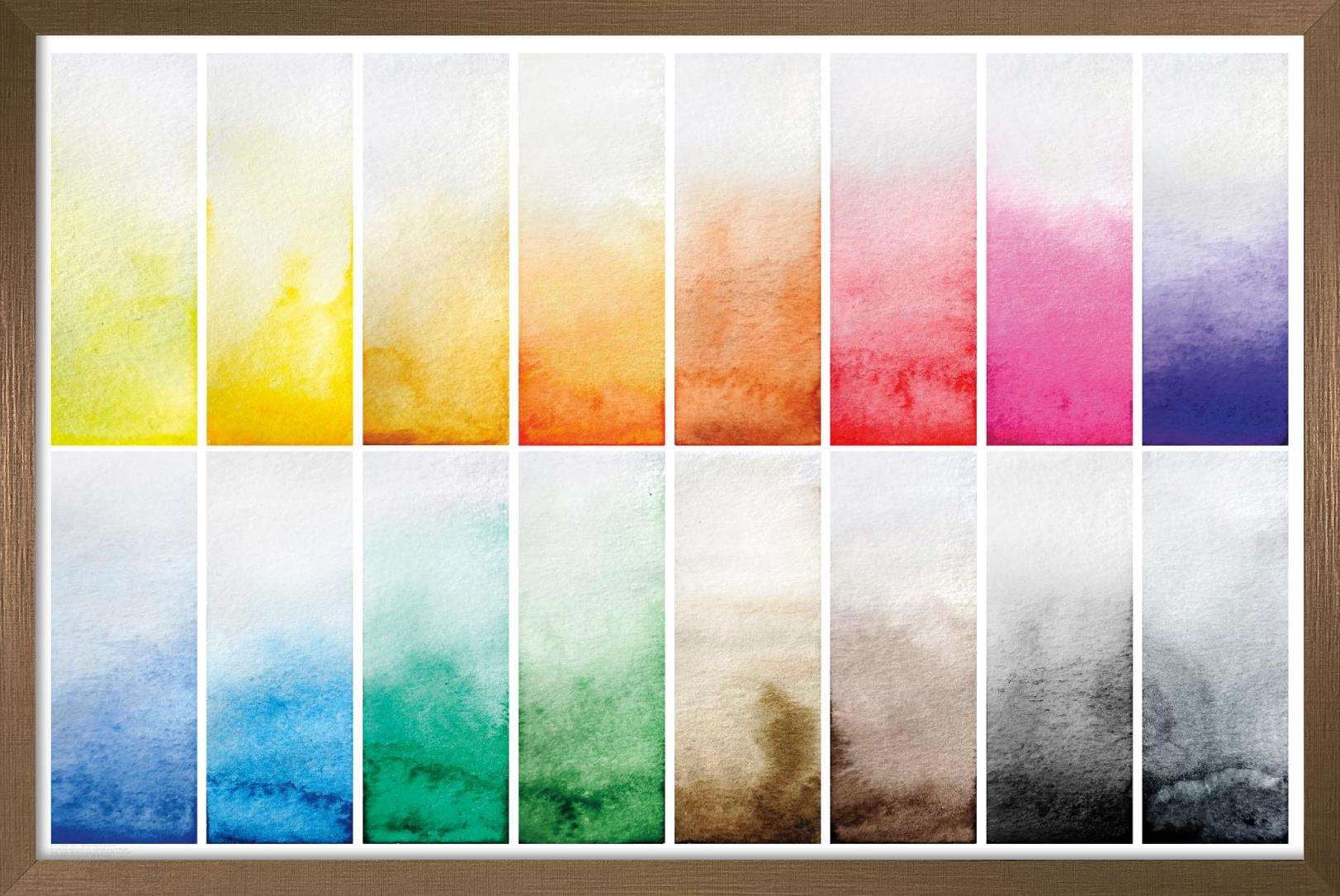 Bold Color - Watercolor Swatches Wall Poster, 22.375" x 34", Framed ...