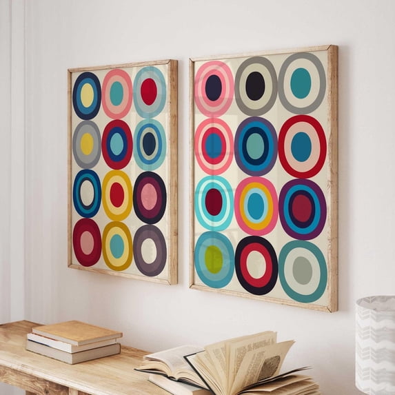 Bold Colorful Circles Prints Home Decor Office Wall Art Set 2 - Walmart.com
