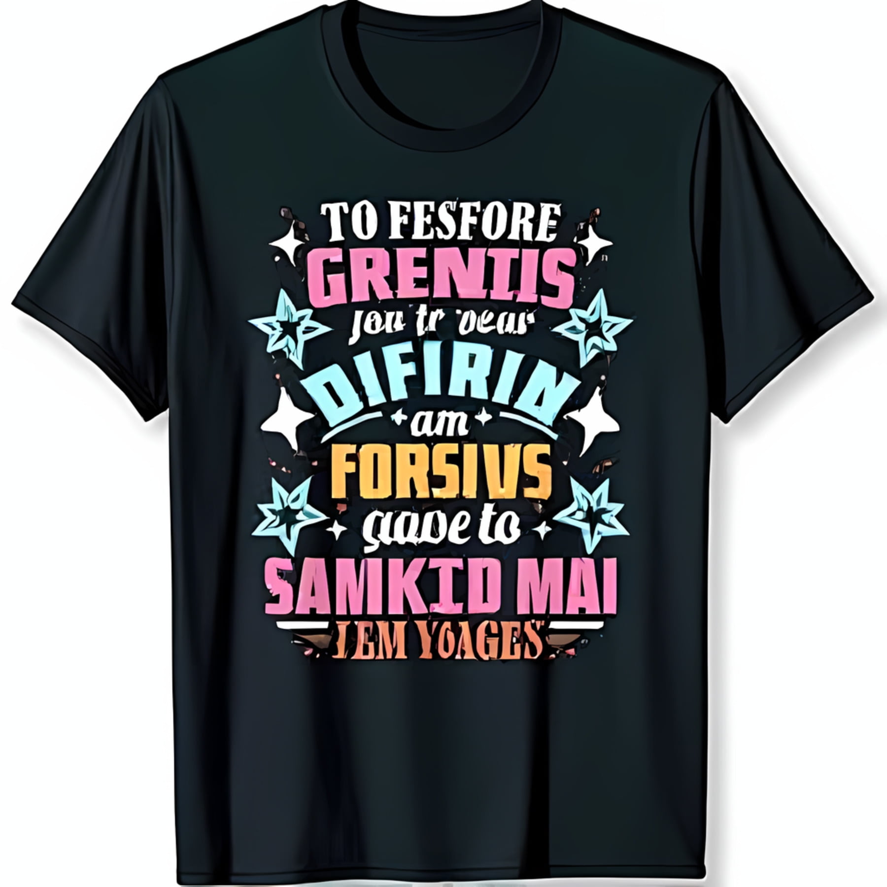 Bold Colorful Whimsical T-Shirt with Unique & Star Design Black ...