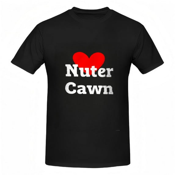 Bold Cotton Short Sleeve T-Shirt with ' Nuter Cawn ' Text and Red Heart ...