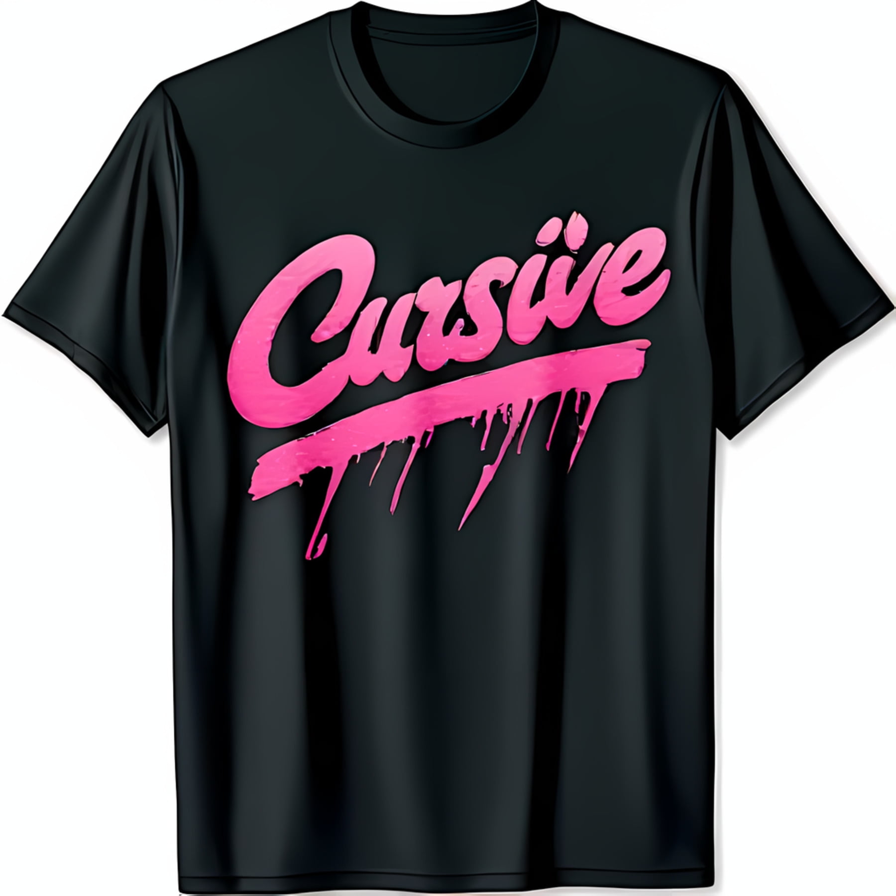 Bold Cursive Drip Graphic Black T-Shirt for Casual Style - Walmart.com