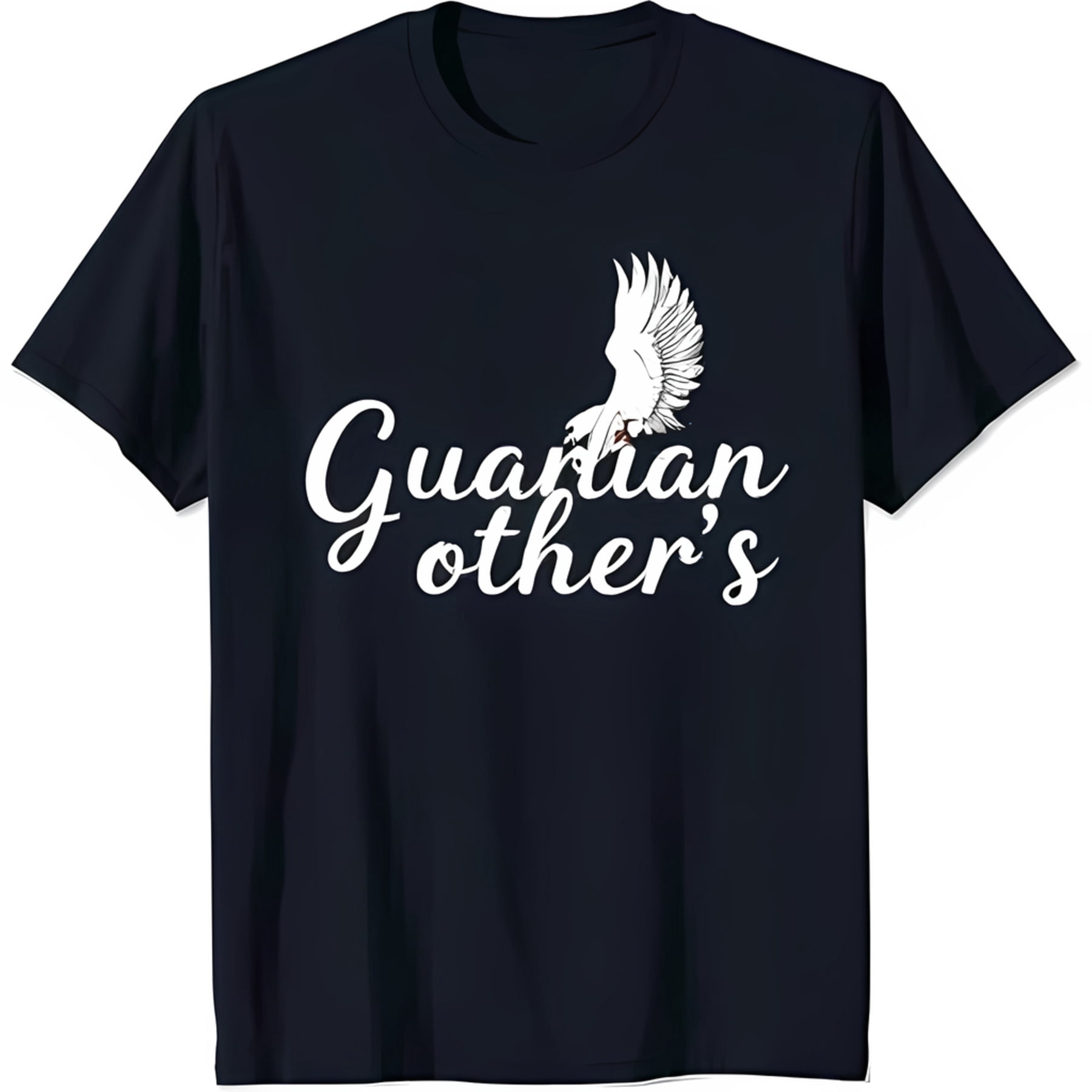 Bold Cursive Graphic Black T-Shirt 'Guardian of Others' with Design ...