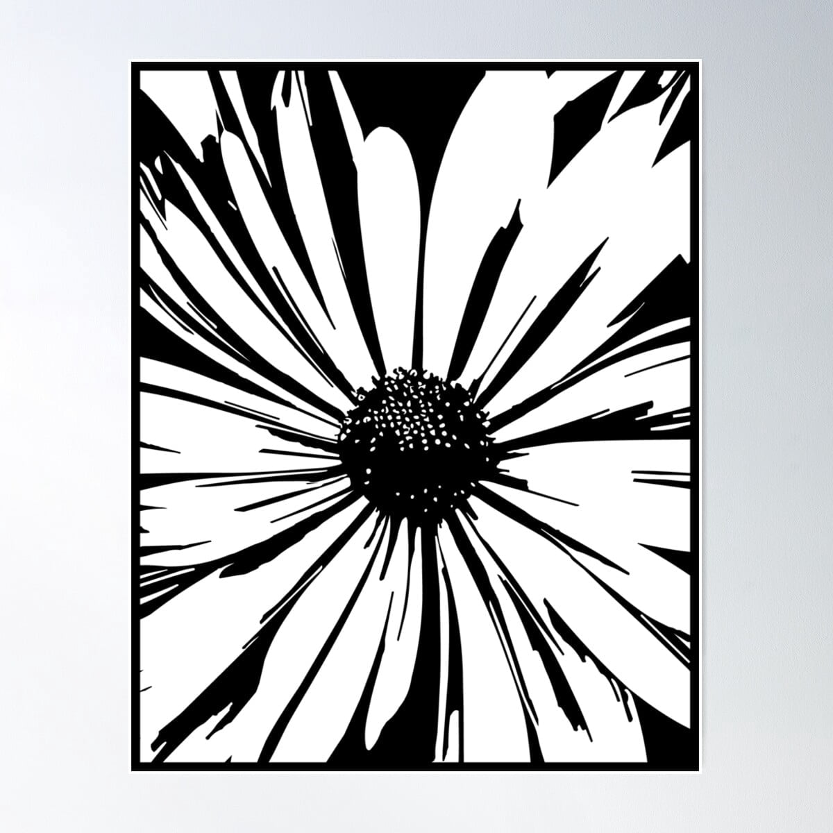 Bold Daisy: Abstract Black & White Close Up Poster Wall Art Modern Wall ...