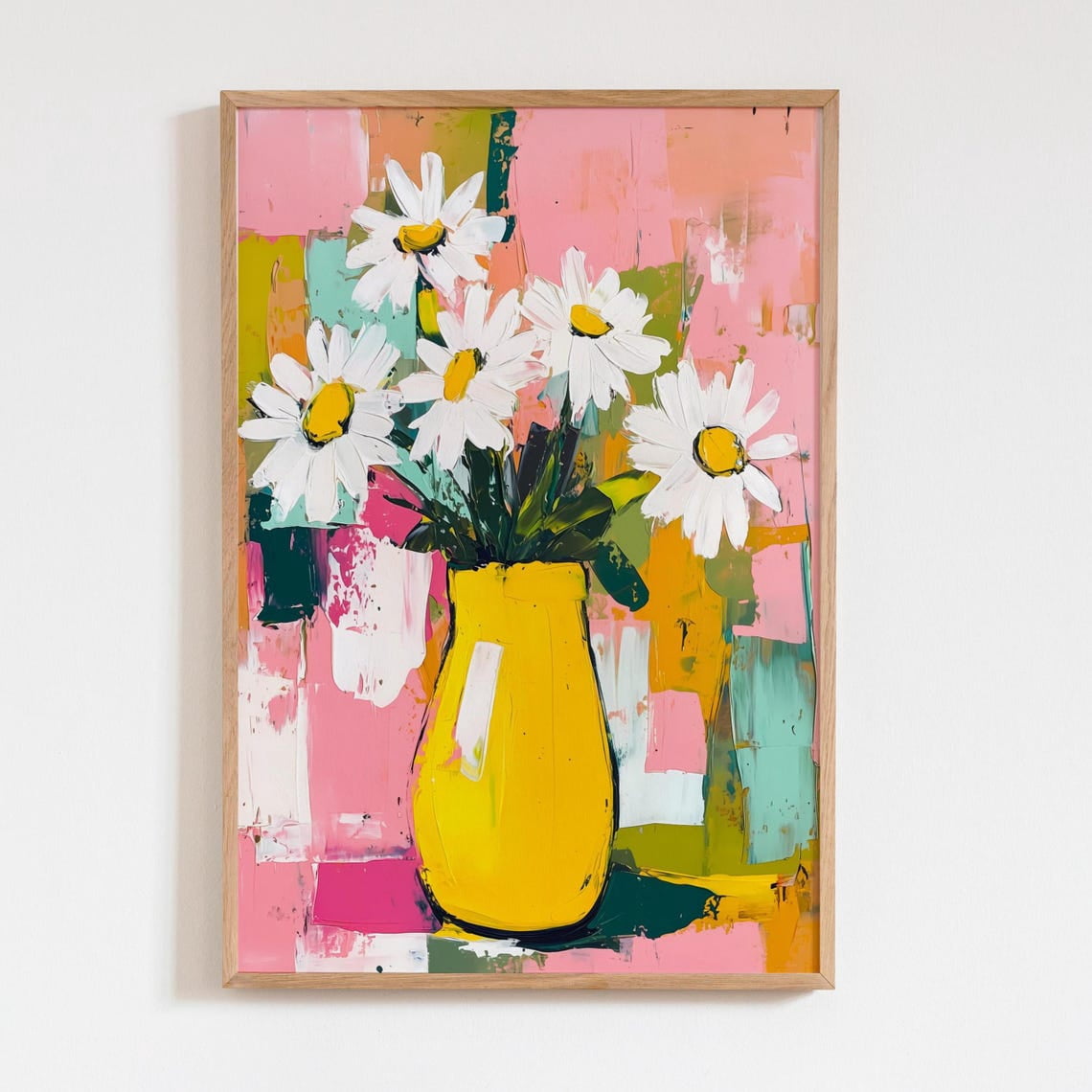 Bold Daisy Art Acrylic Yellow Vase Minimalist Modern Floral Poster ...