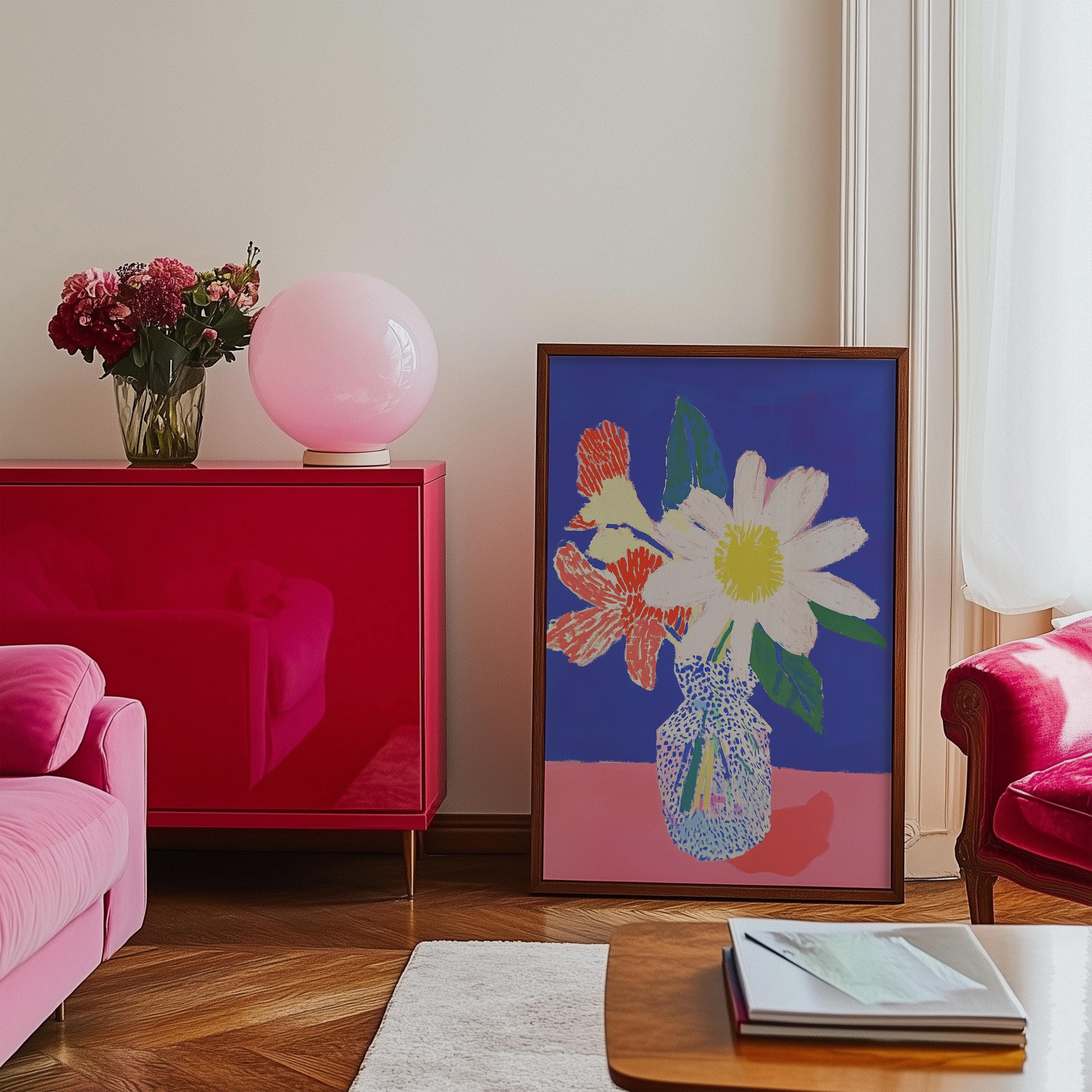 Bold Daisy Flower Danish Pastel Colorful Still Life Kitchen Dining ...